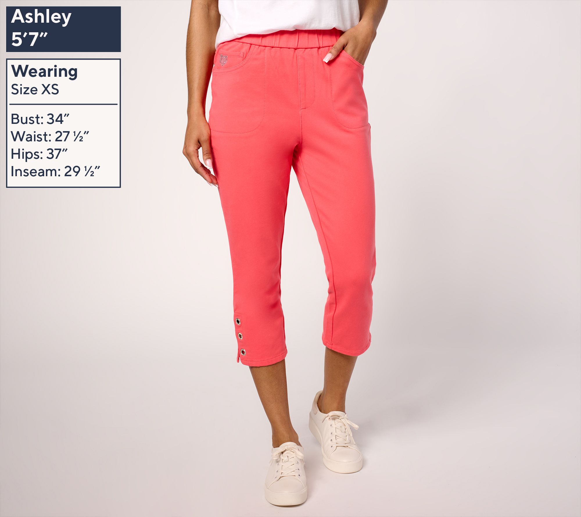 "As Is" Quacker Factory Regular DreamJeannes Grommet Capri Pants - QVC.com