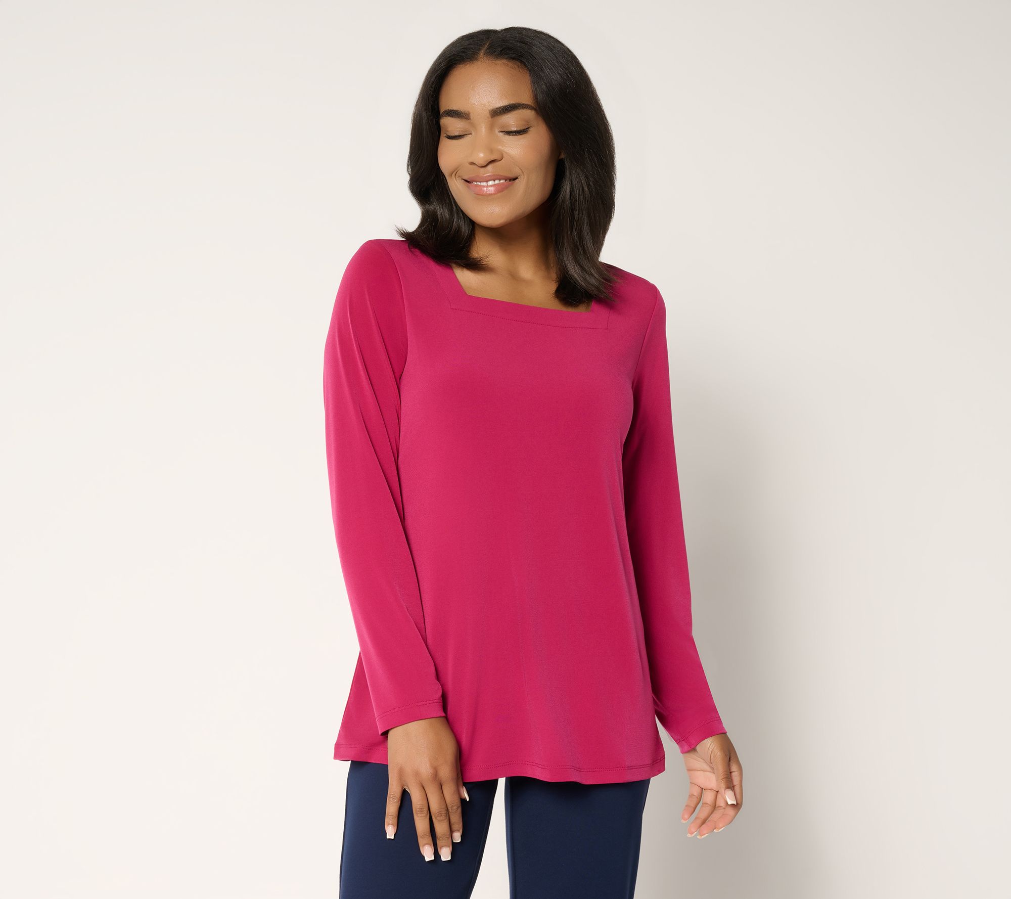 "As Is" Susan Graver Modern Essentials Liquid Knit A-Line Top - QVC.com