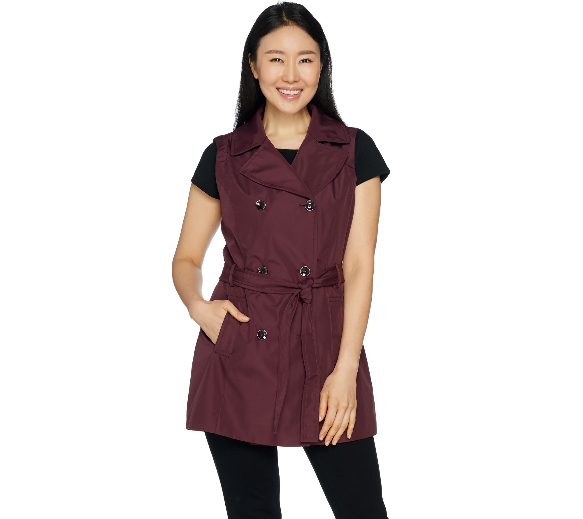 "As Is" Isaac Mizrahi Live! Water Resistant Vest with Removable Cape ...