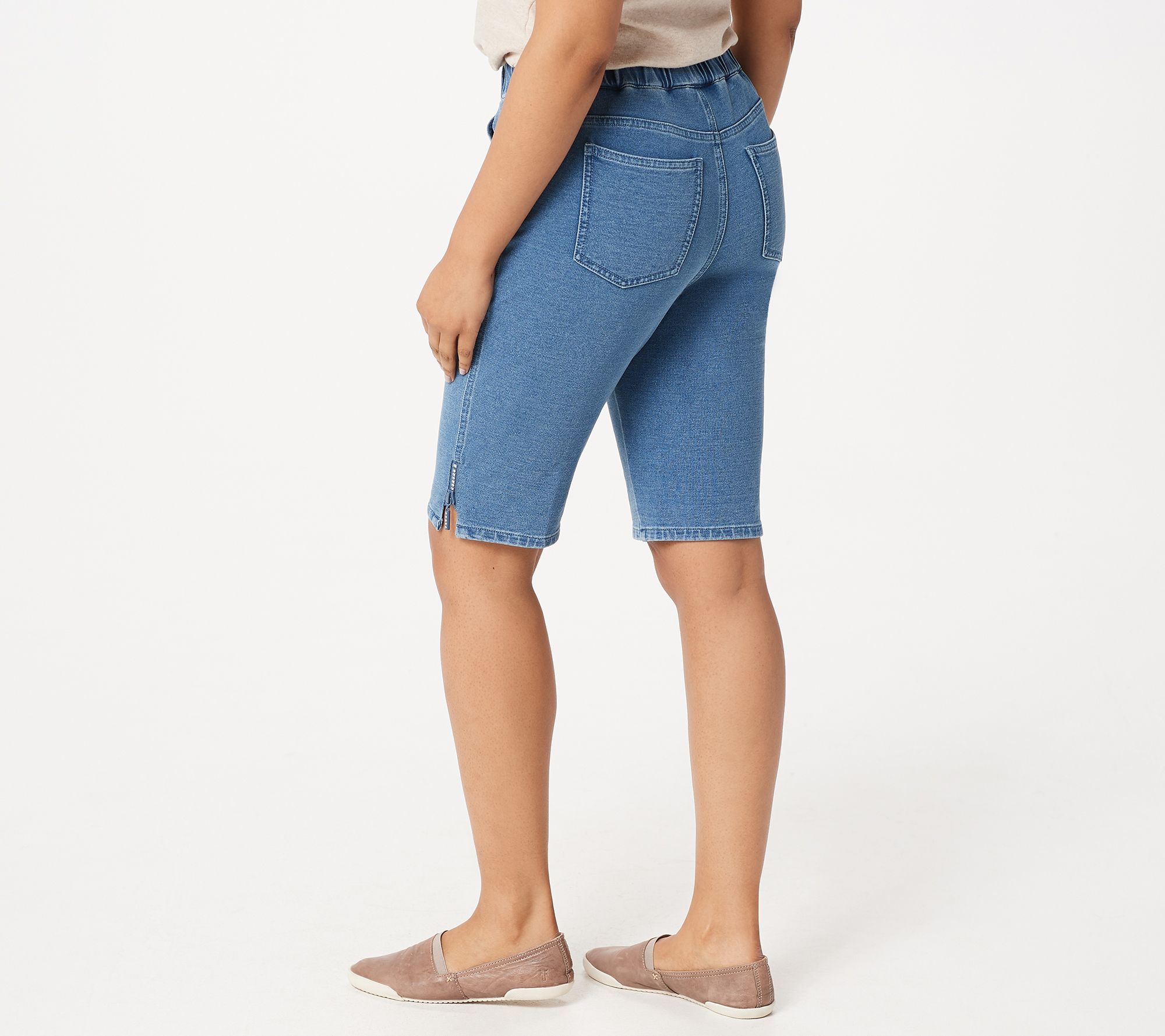 "As Is" Quacker Factory DreamJeannes Shorts with Zipper Detail - QVC.com