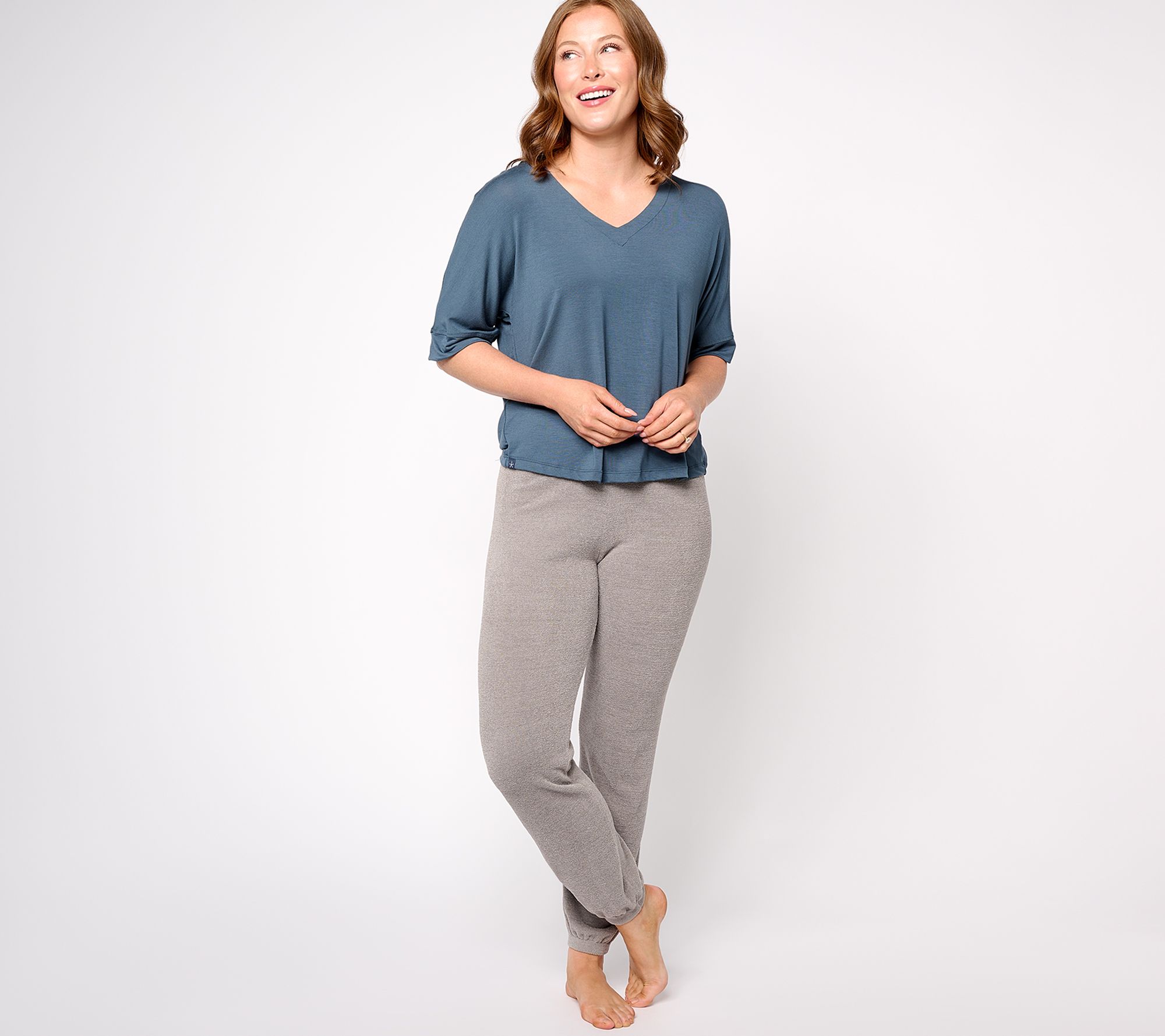 "As Is"Barefoot Dreams Malibu Collection Modal Jersey Drapey Tee - QVC.com