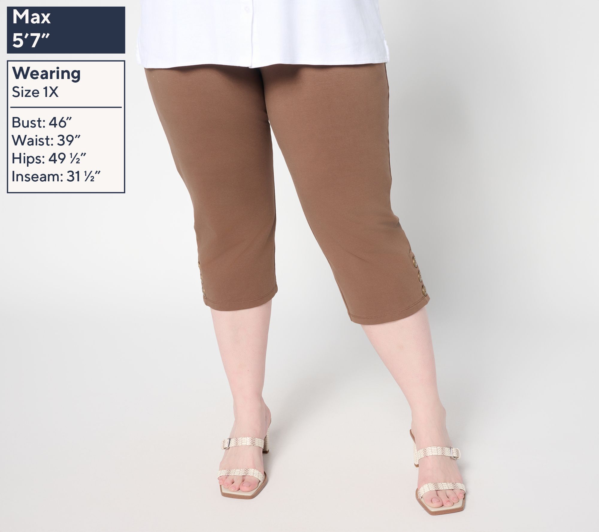 Susan Graver Weekend Premium Stretch Slim Leg Capri Pant with Buttons ...