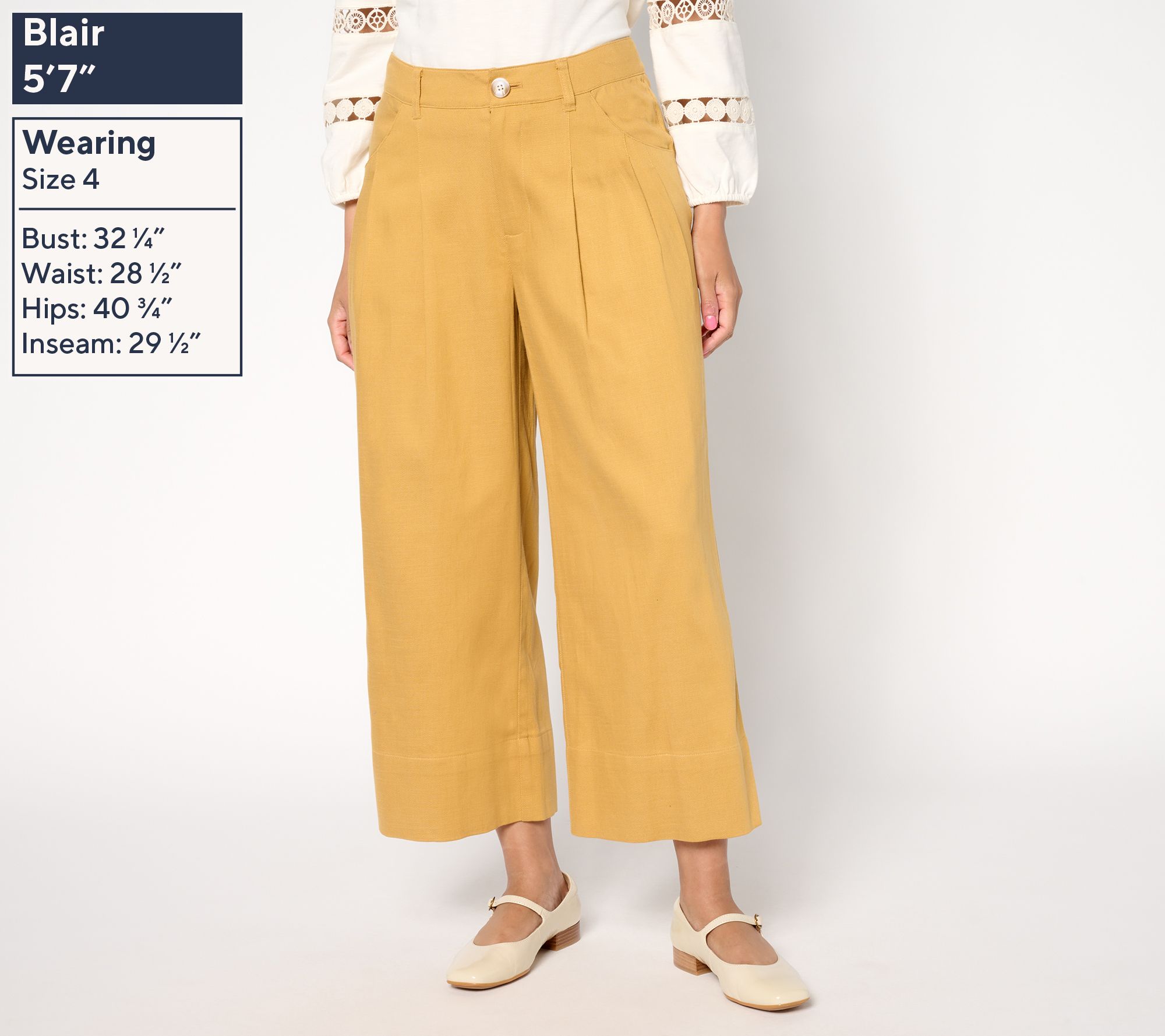 Me by Jennie Garth Regular Cara Twill Cropped Wide Leg Pants - QVC.com