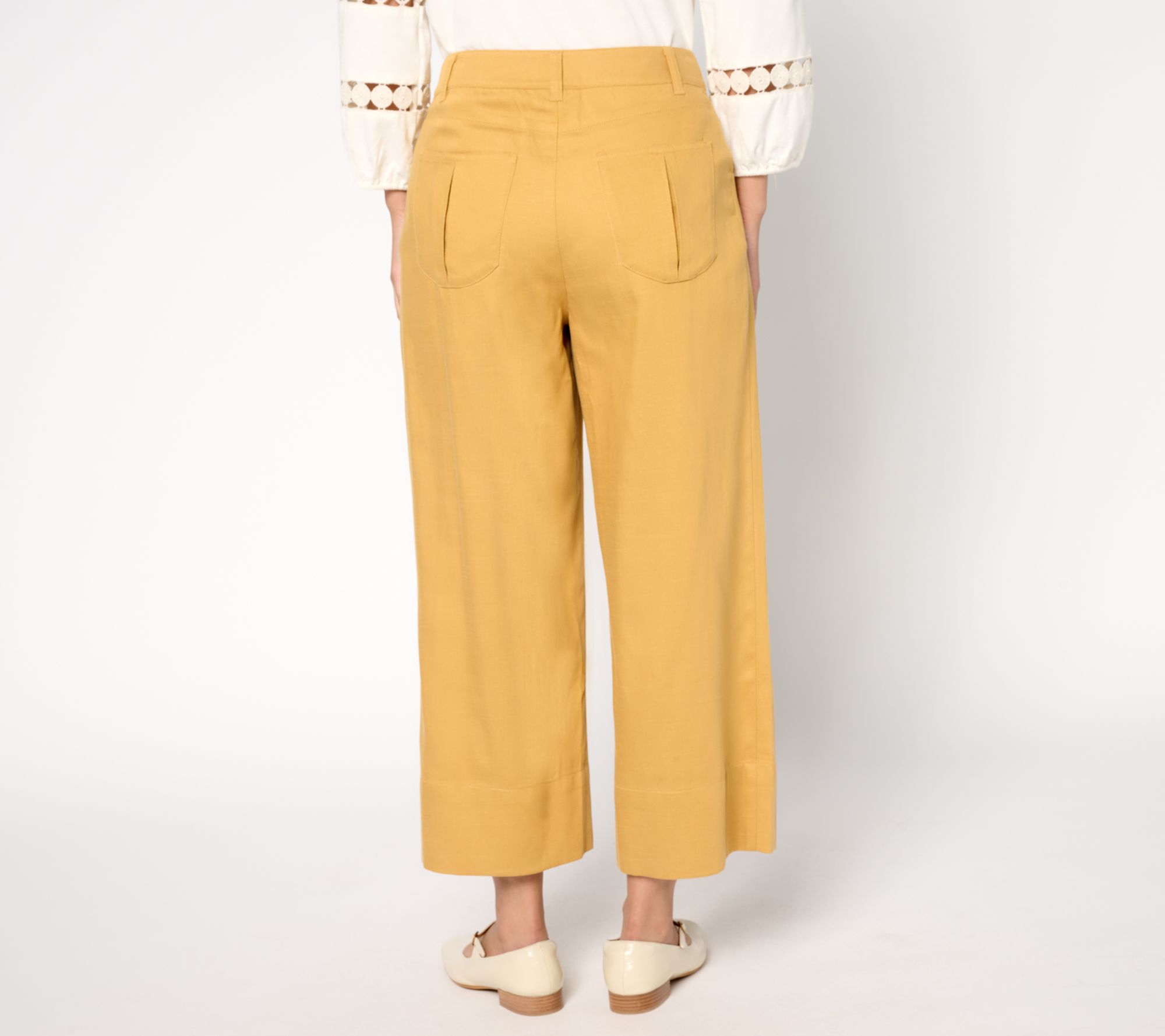Me by Jennie Garth Regular Cara Twill Cropped Wide Leg Pants - QVC.com