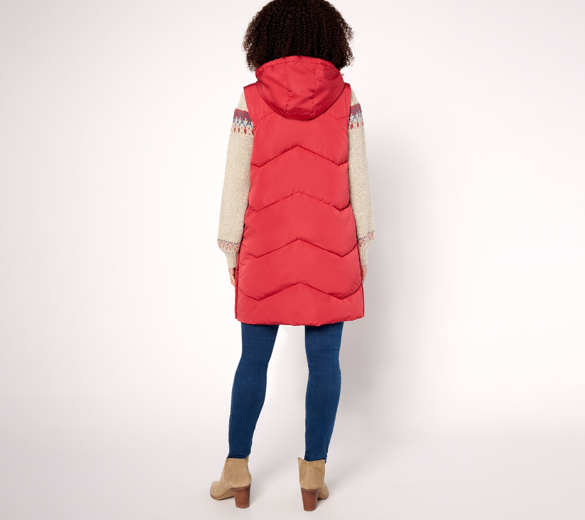 "As Is" Nuage Petite Chevron Quilted Puffer Jacket with Removable Hood ...