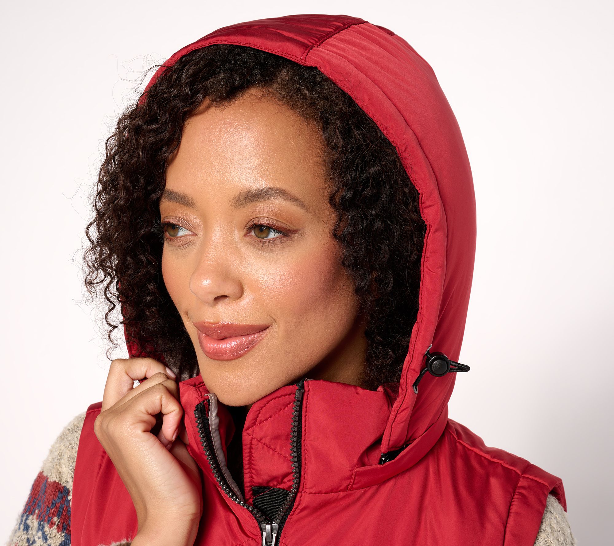 "As Is" Nuage Petite Chevron Quilted Puffer Jacket with Removable Hood ...