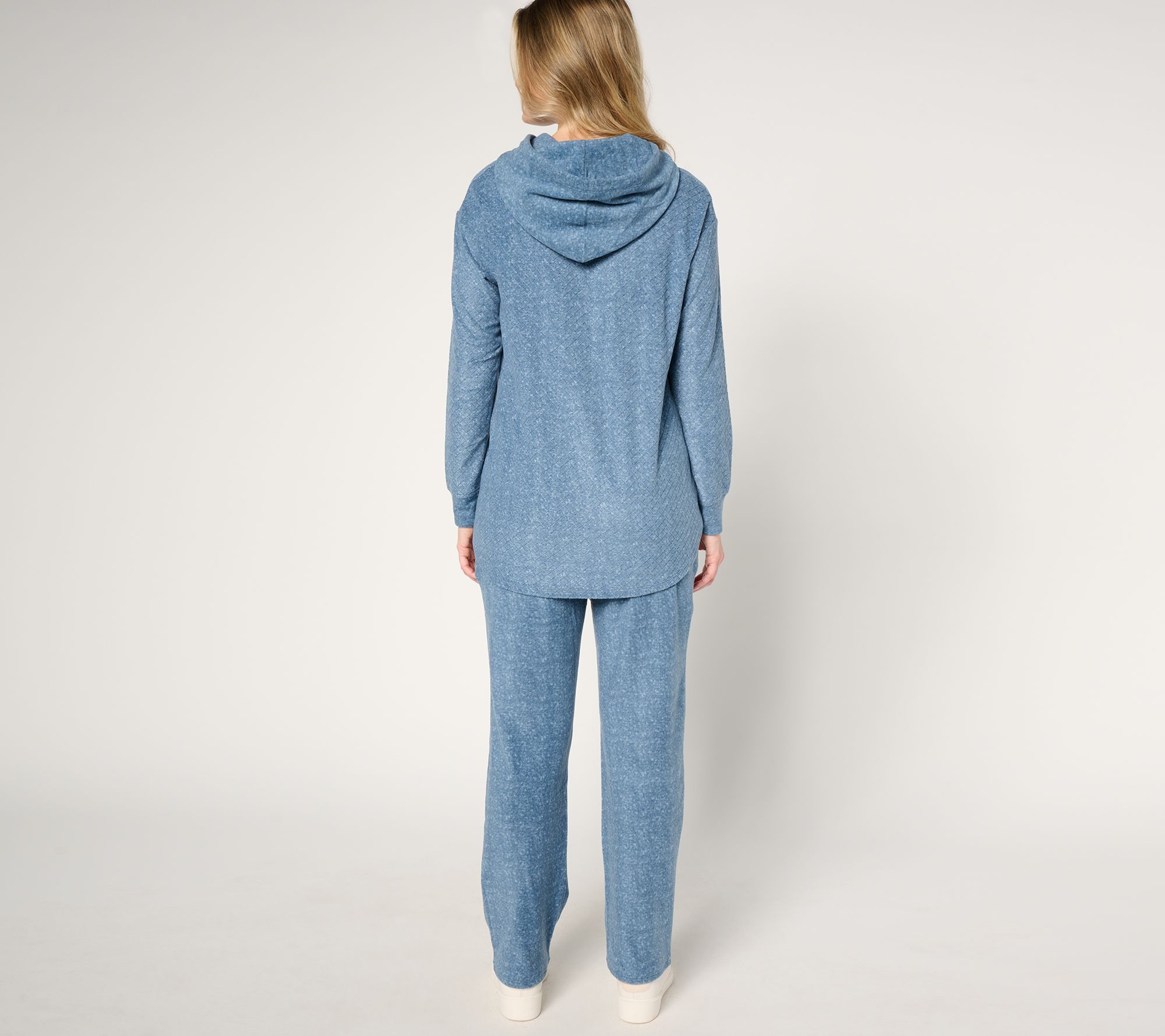 "As Is" Stan Herman Diamond Stretch Fleece Hooded Lounge Set - QVC.com