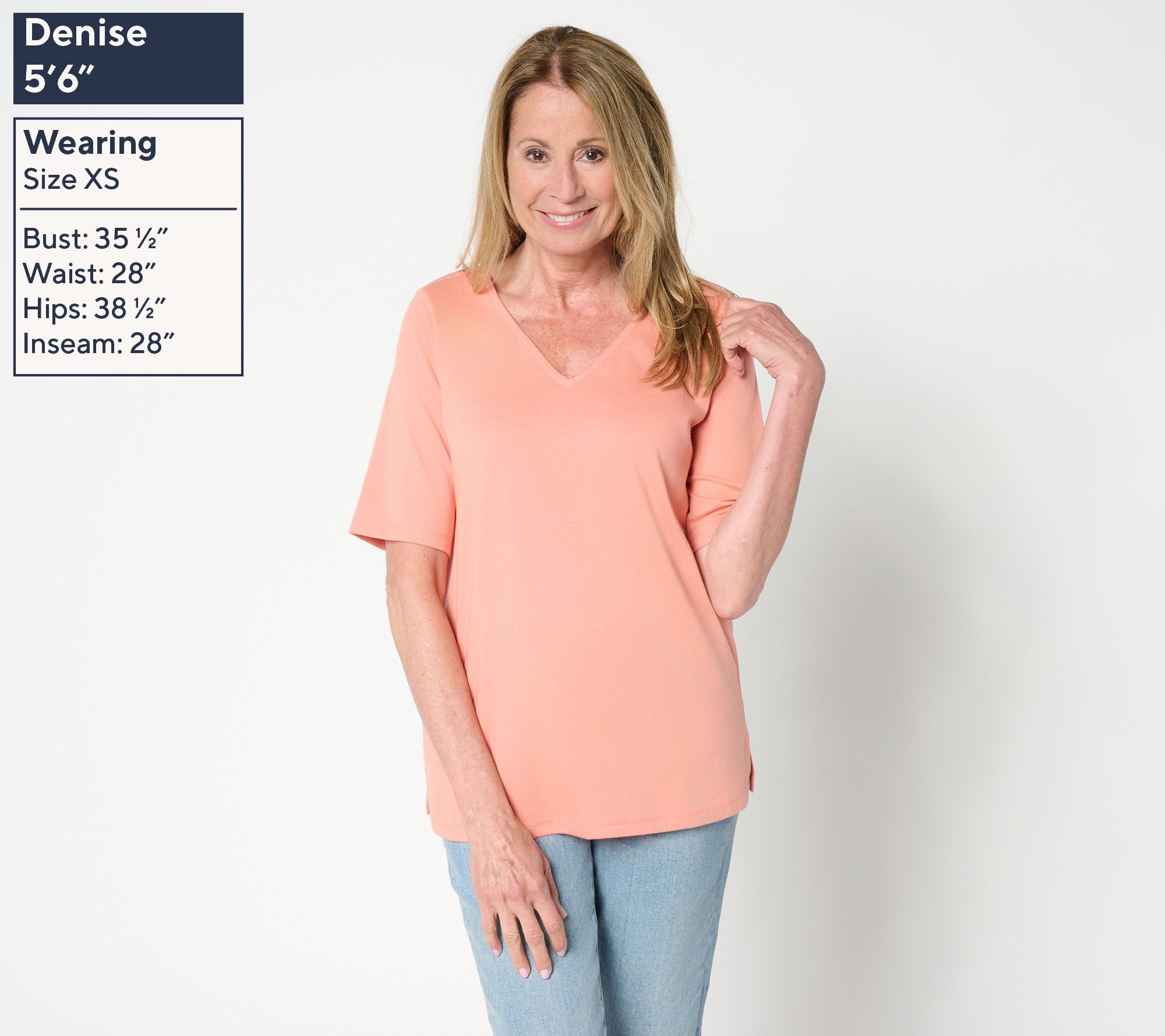 Belle by Kim Gravel Jersey Elbow Sleeve V Neck Top - QVC.com