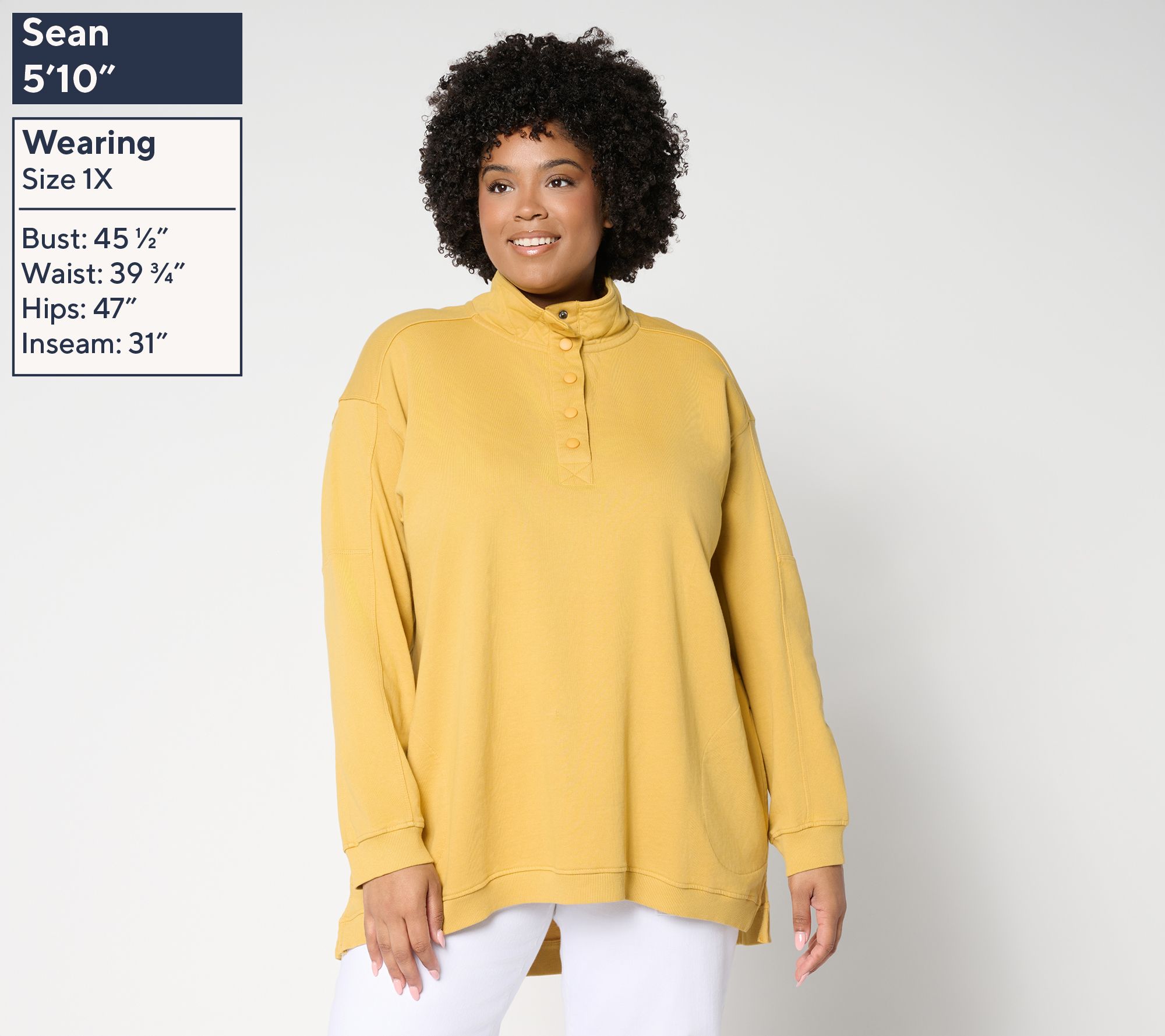 "As Is" LOGO by Lori Goldstein Long Sleeve French Terry Henley Top ...