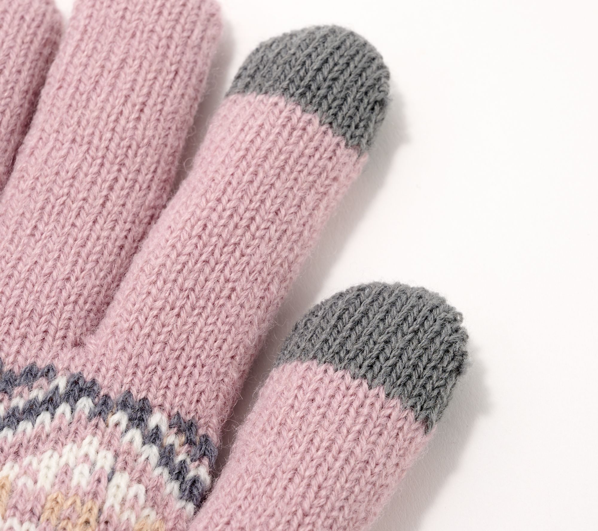 "As Is" MUK LUKS Heat Retaining Fair Isle Hat& Touch Screen Gloves ...