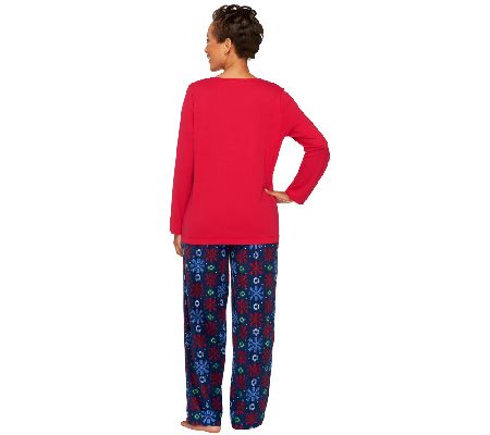 Stan Herman Women's Fleece and Interlock Pajama Set - QVC.com