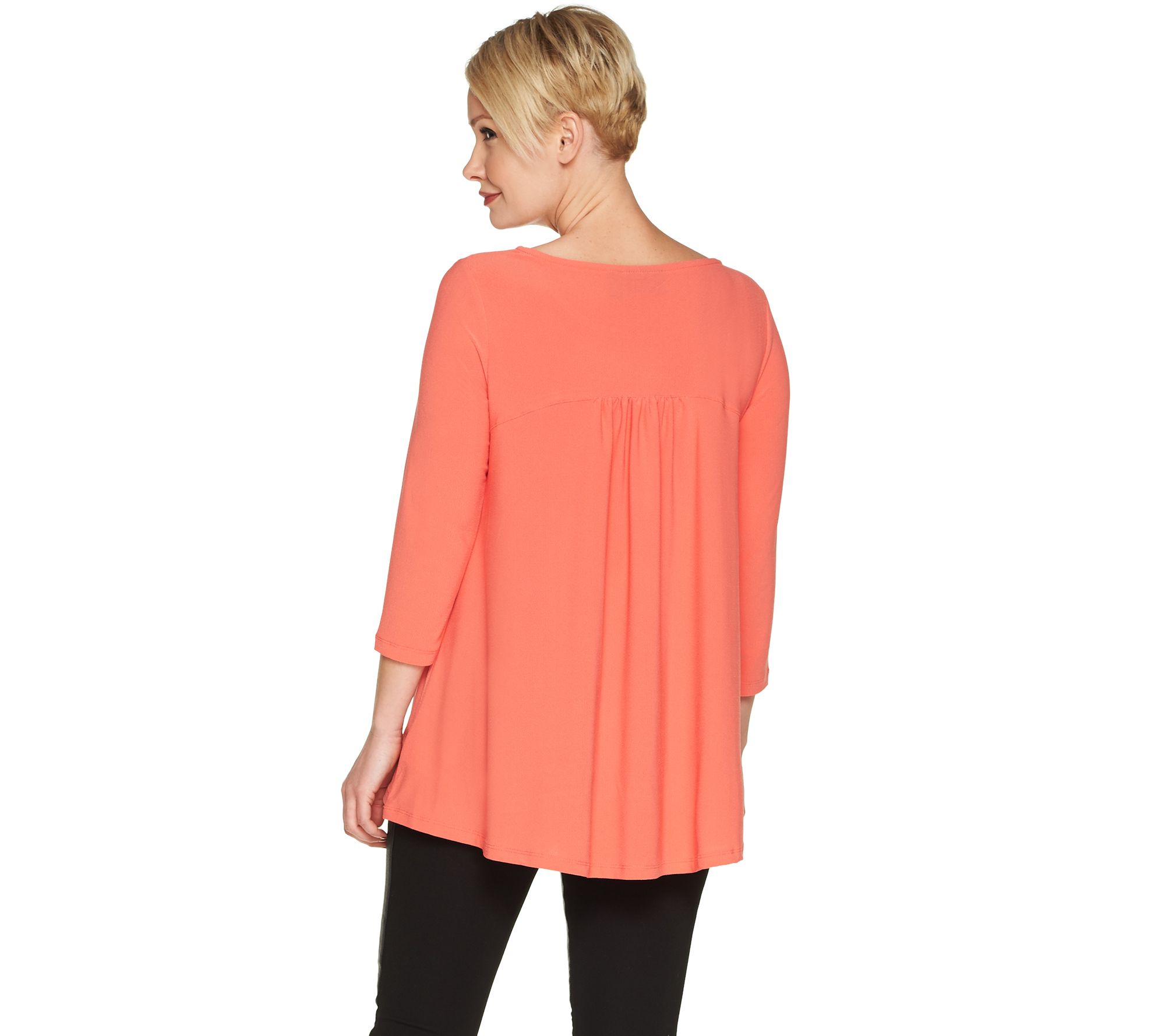 "As Is" Attitudes by Renee Moss Crepe Shirred Back Top - QVC.com