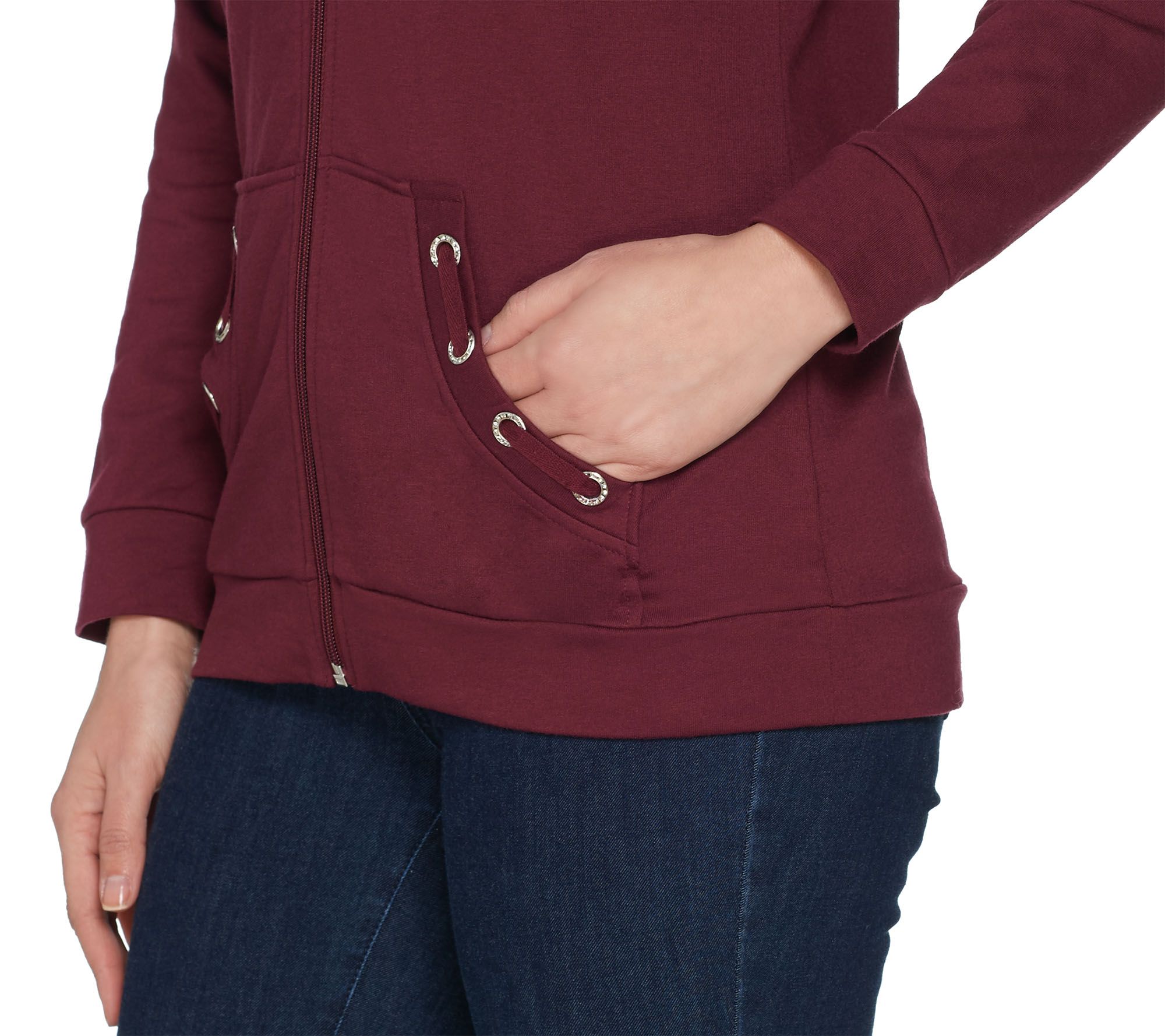"As Is" Quacker Factory Zip Front Rhinestone Jacket - QVC.com
