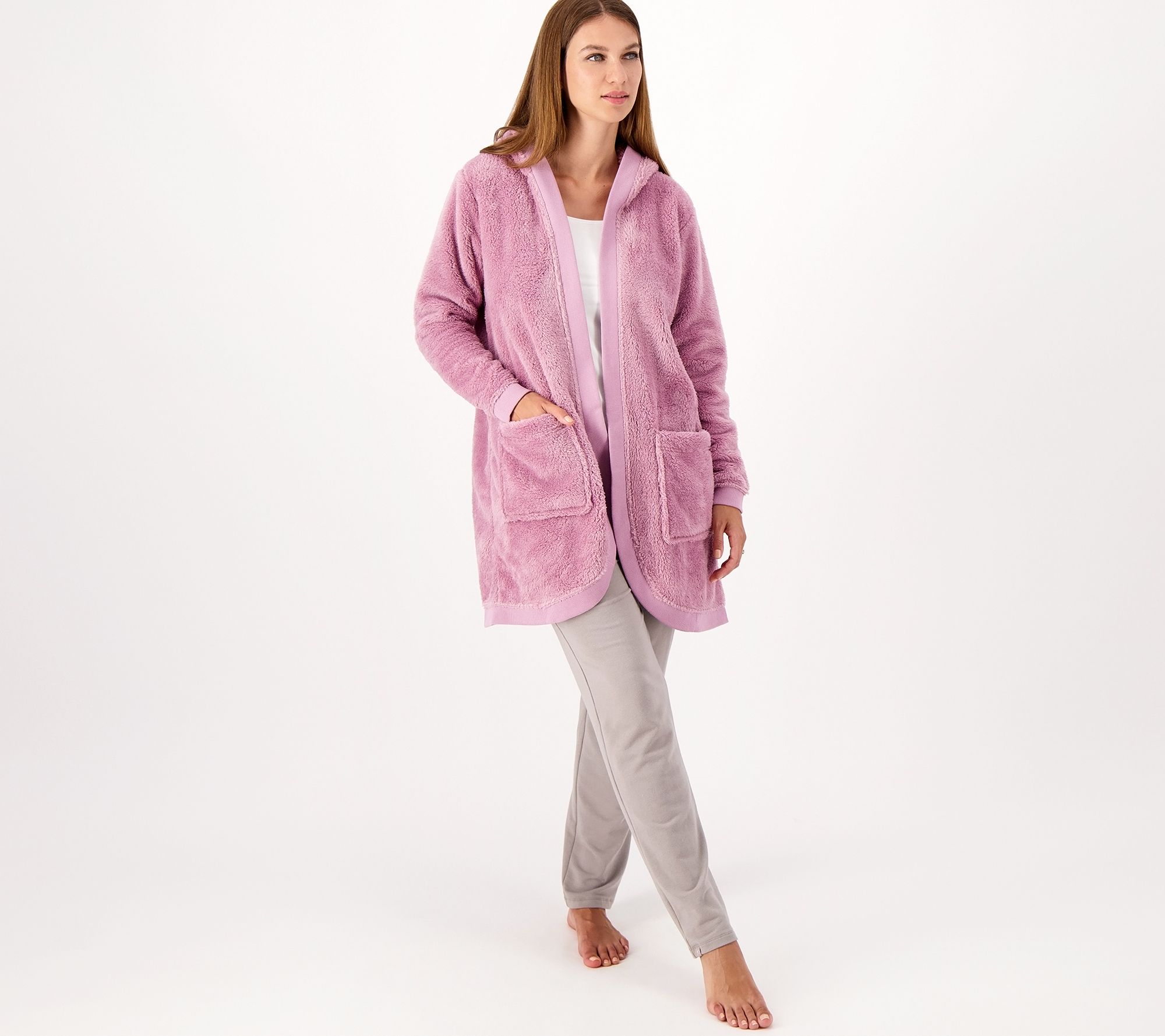 "As Is" Berkshire Sleep Well Soft Hooded Cardi Wrap - QVC.com