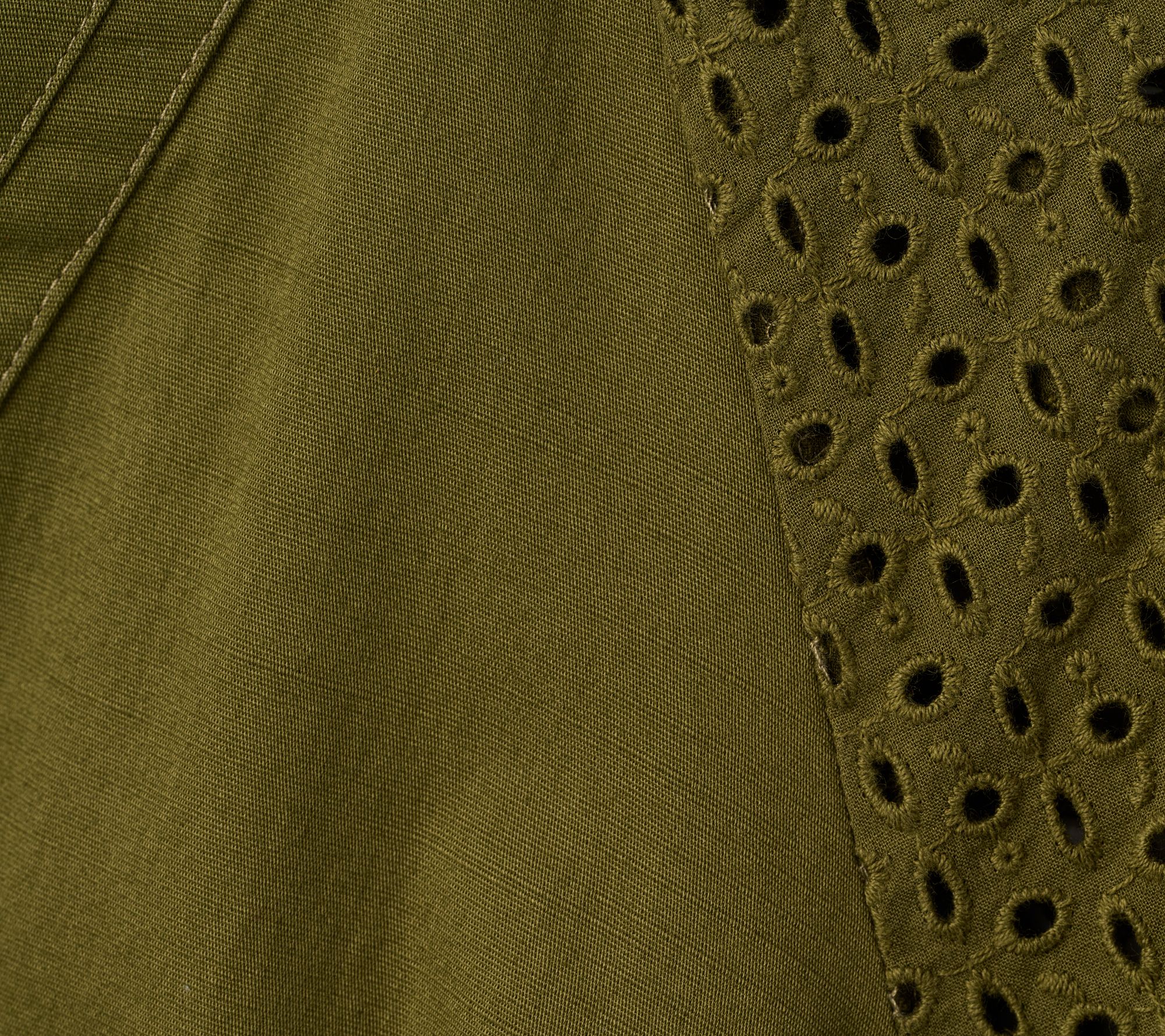 "As Is" Denim & Co. Canyon Retreat Petite Eyelet Sleeve Tunic - QVC.com