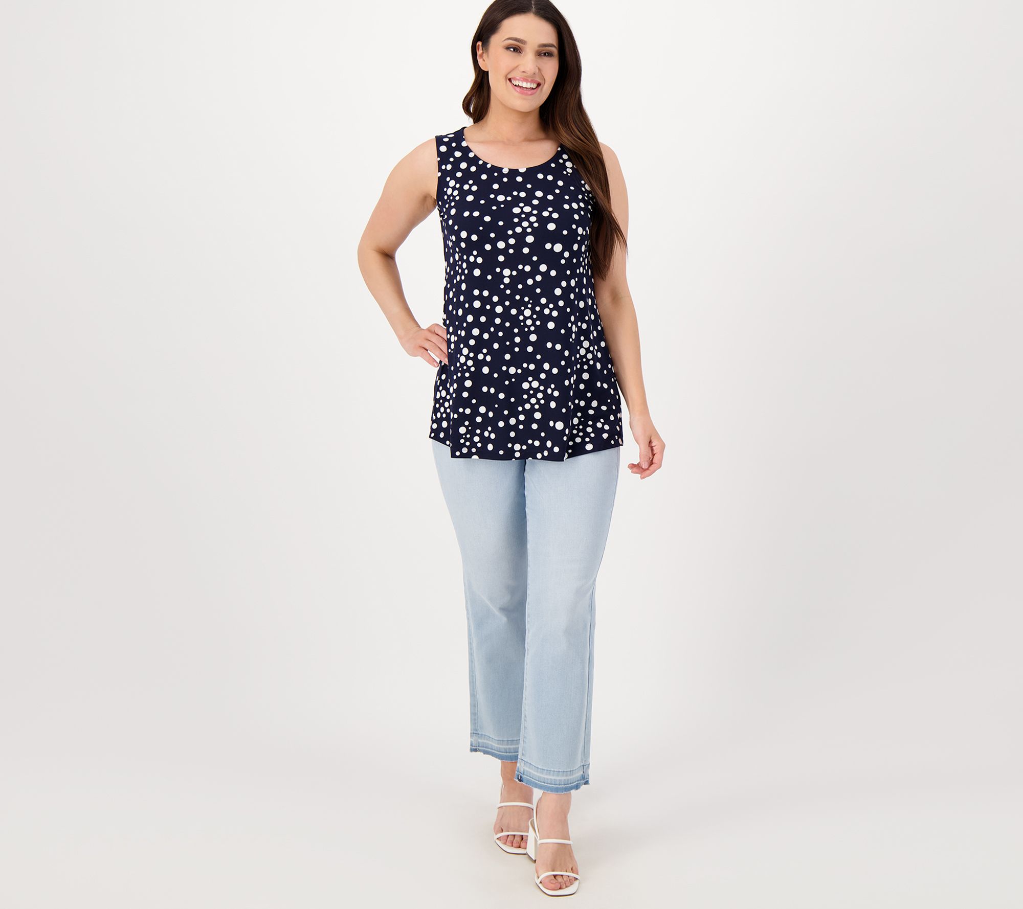 "As Is" Susan Graver Print & Solid Regular Liquid Knit S/2 A-Line Tanks ...