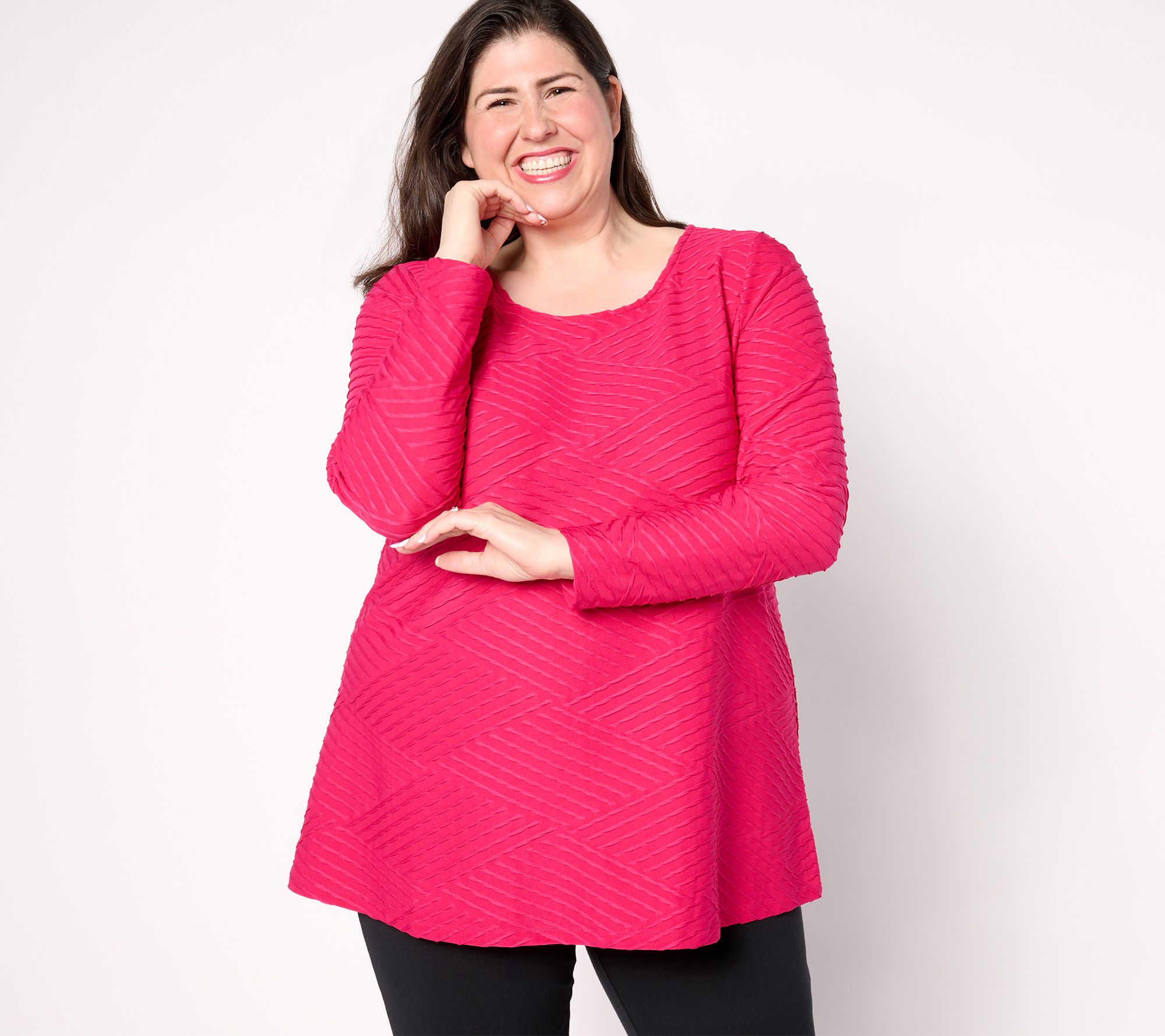 Women with Control Textured Knit Top and Bottom Set - QVC.com