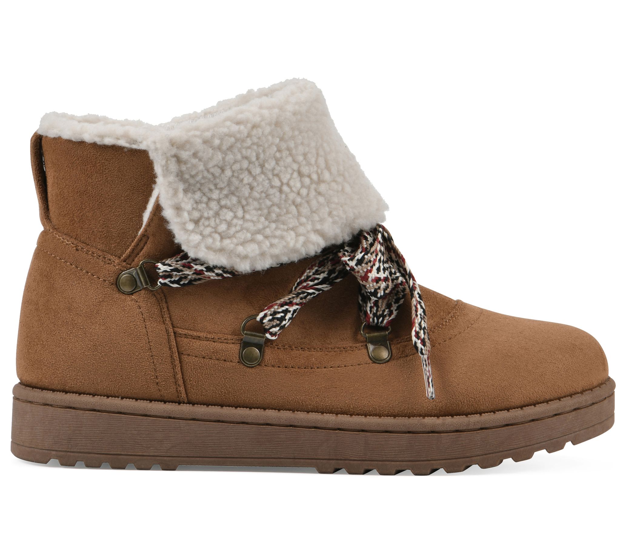 White Mountain Faux Fur Lace-up Bootie - Idol - QVC.com