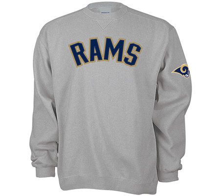 NFL St. Louis Rams Chest Plate Embroidered Fleece Crew - QVC.com