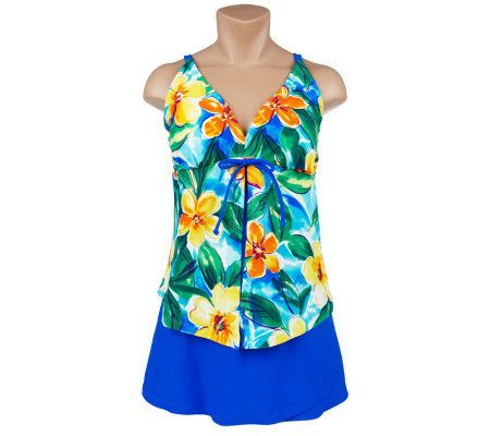 Ocean Dream Signature Sun Kissed Tankini with Wrap Skirtini - QVC.com