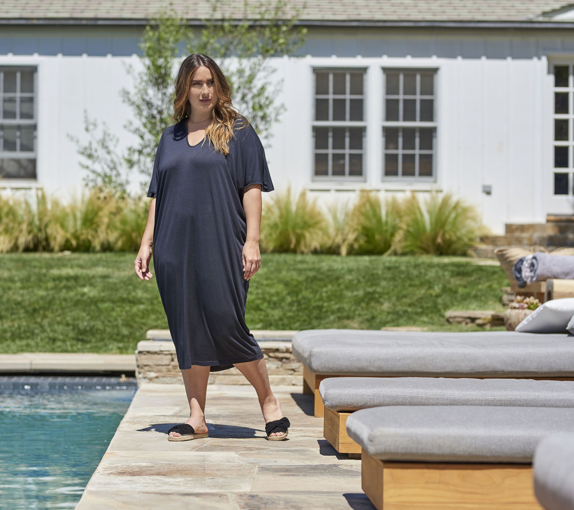 (QVC) Q2 – Barefoot Dreams Regular Luxe Milk Jersey Caftan ...