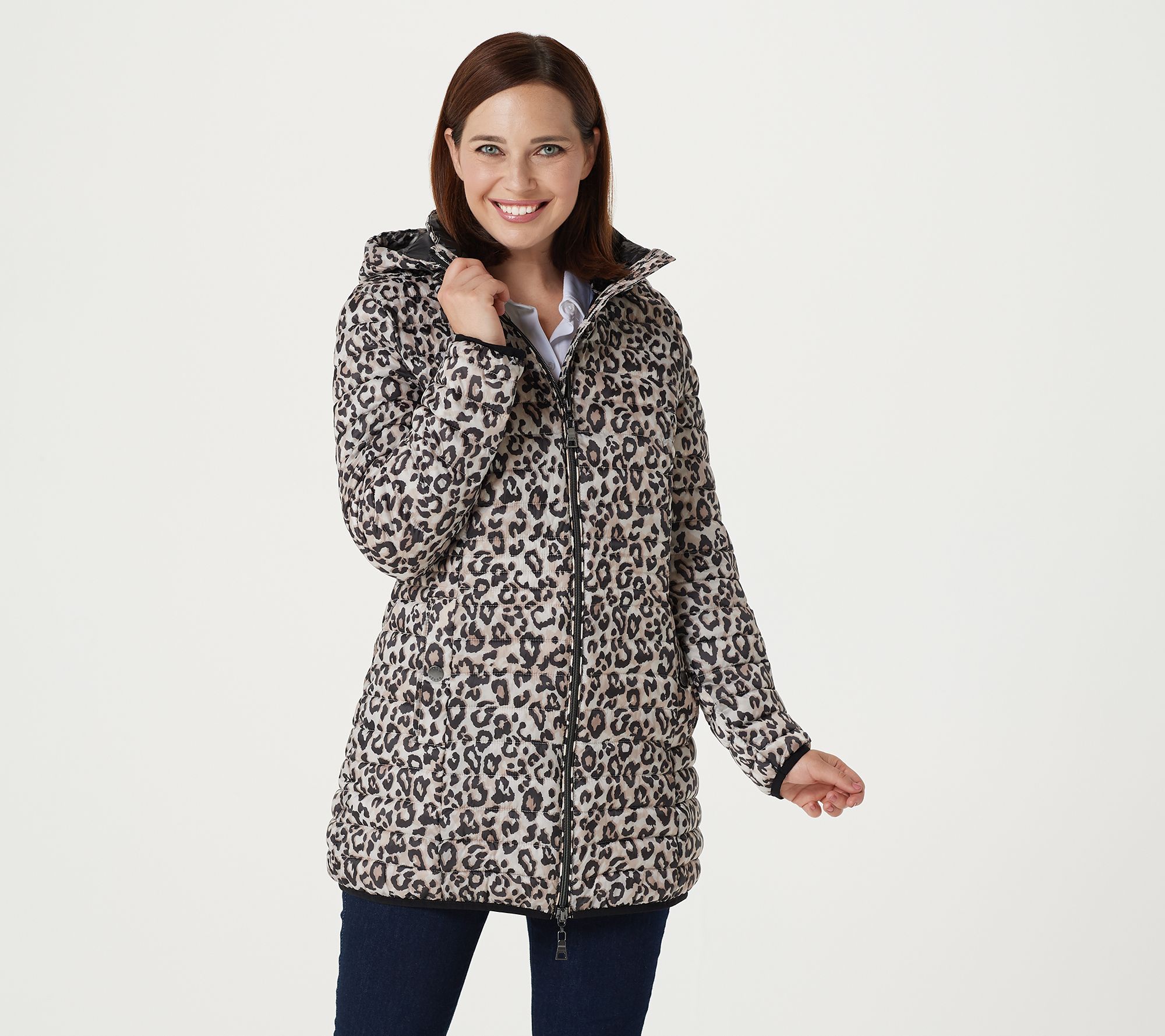 Nuage Solid or Printed Packable Puffer Jacket with Removable Hood - QVC.com