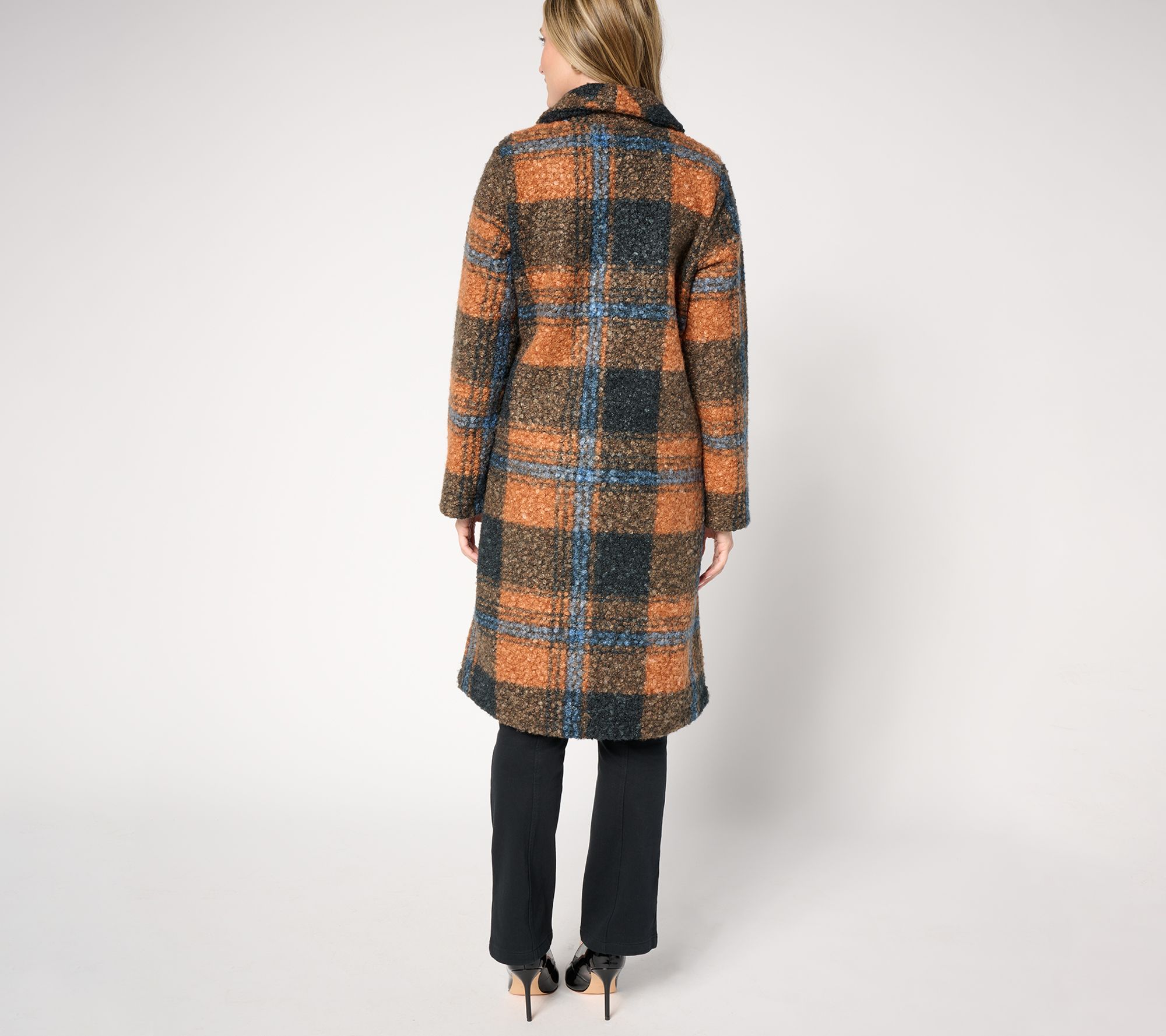 Joan Rivers Regular Plaid Curly Sherpa Shawl Collar Coat - QVC.com