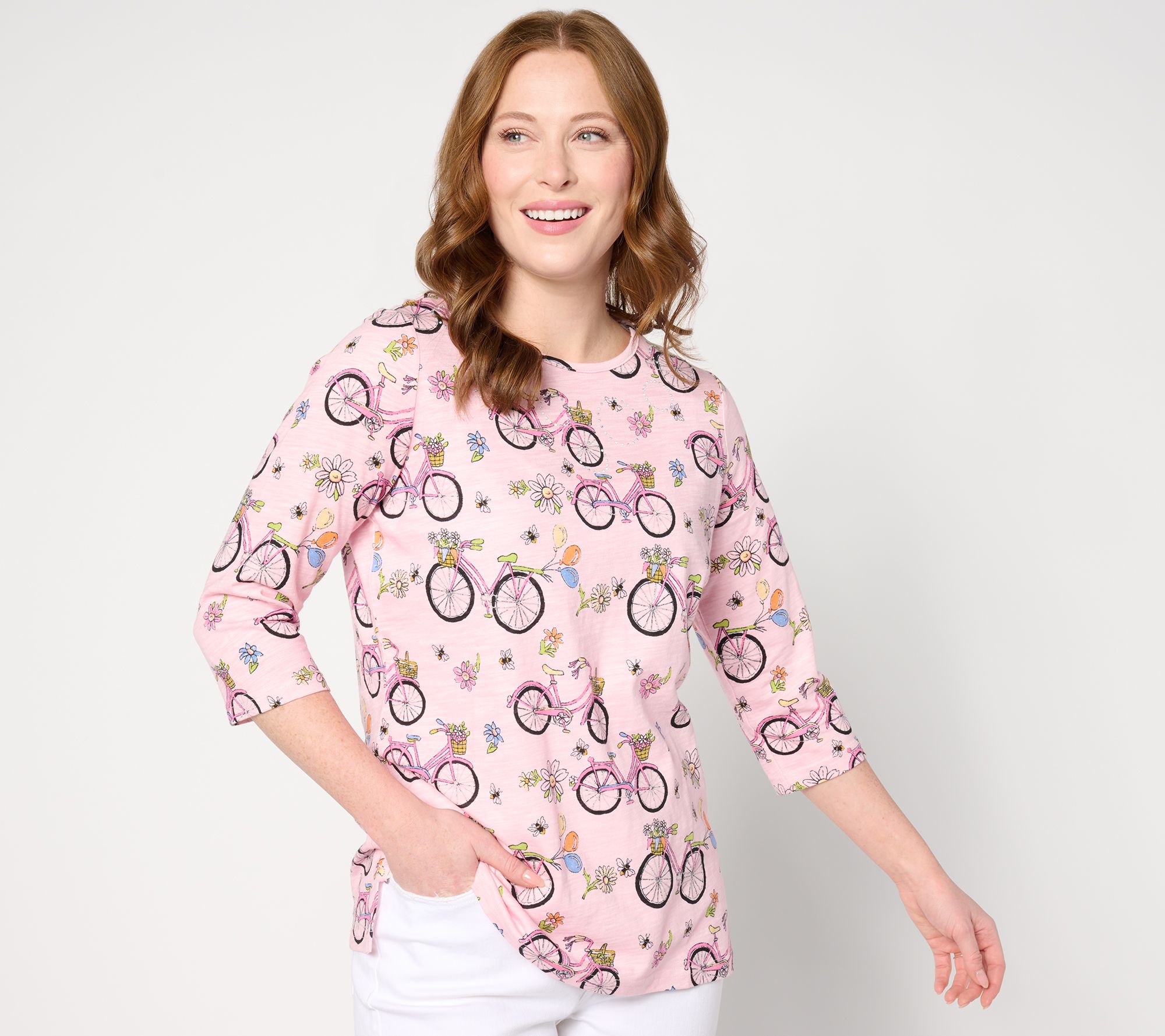 "As Is" Quacker Factory Enjoy the Ride 3/4 Sleeve Top - QVC.com