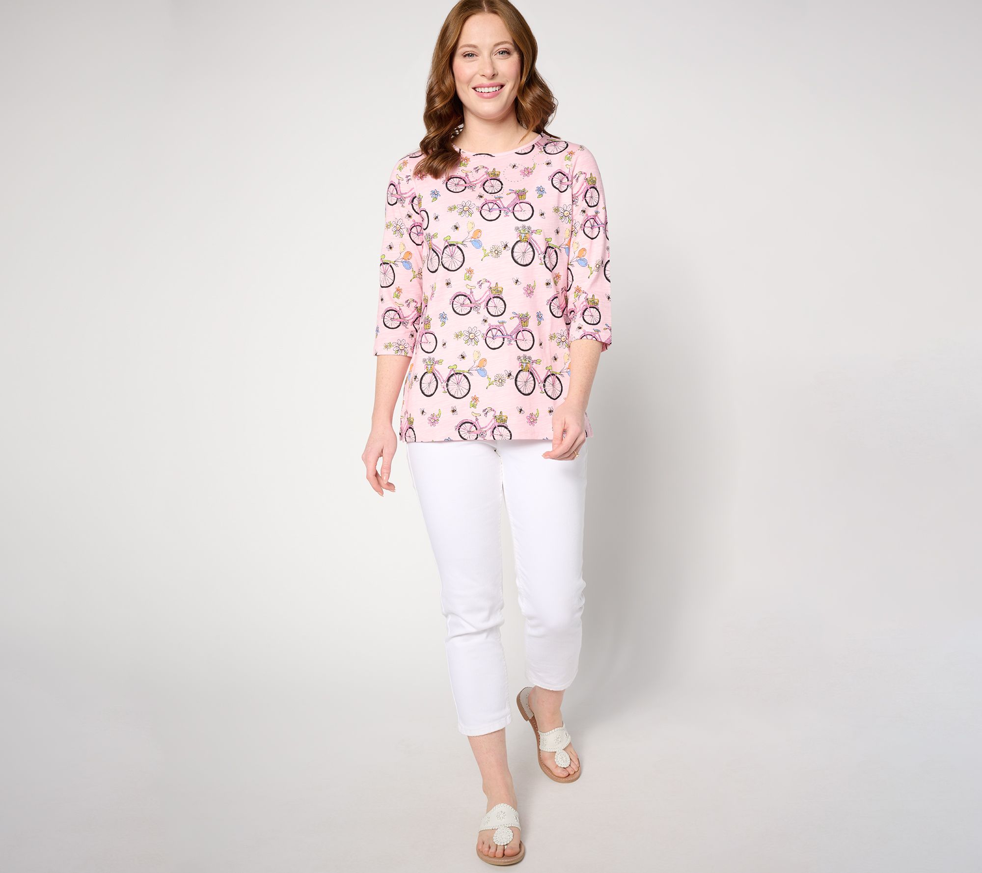 "As Is" Quacker Factory Enjoy the Ride 3/4 Sleeve Top - QVC.com