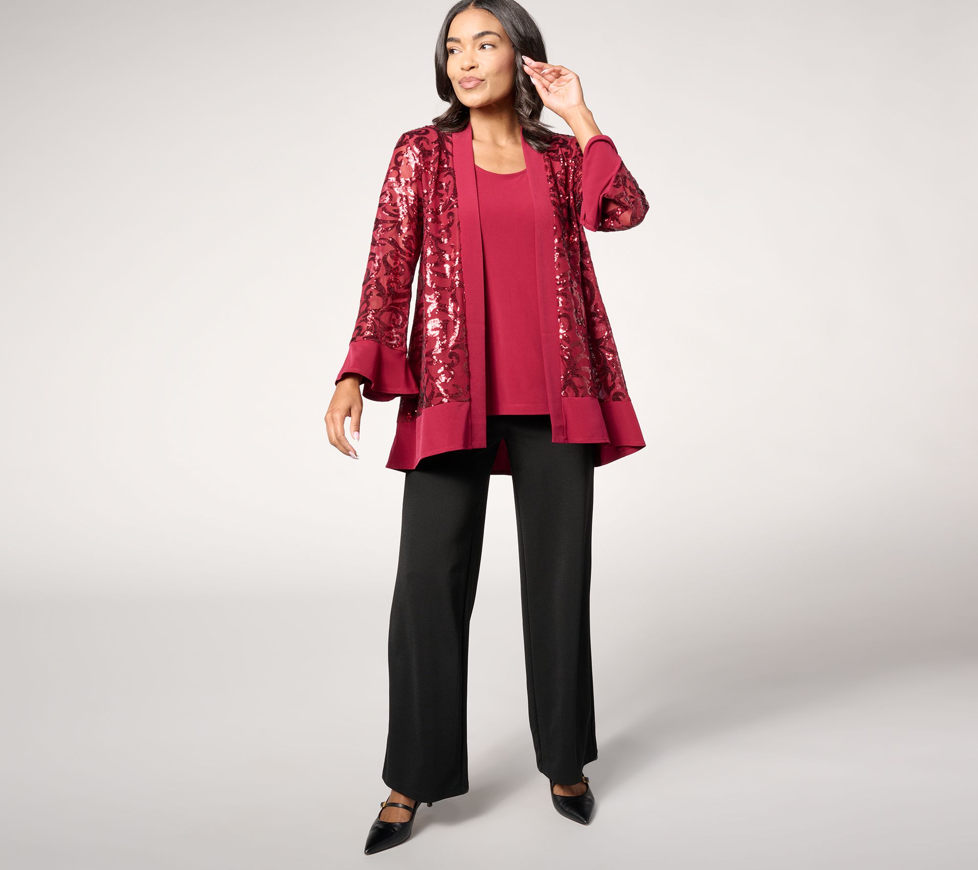 Susan Graver Occasions Sequin Cardigan and Tank Set - QVC.com