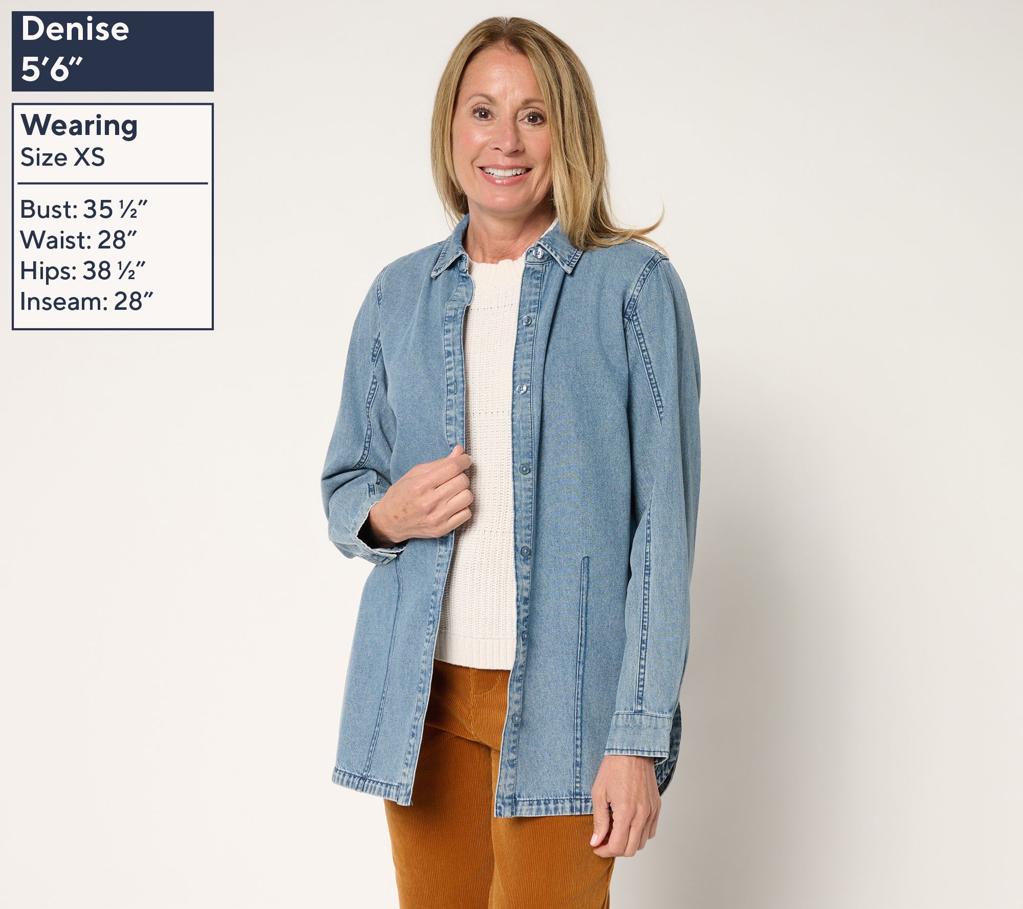Joan Rivers Petite Vintage Wash Classic Cotton Denim Shirt - QVC.com