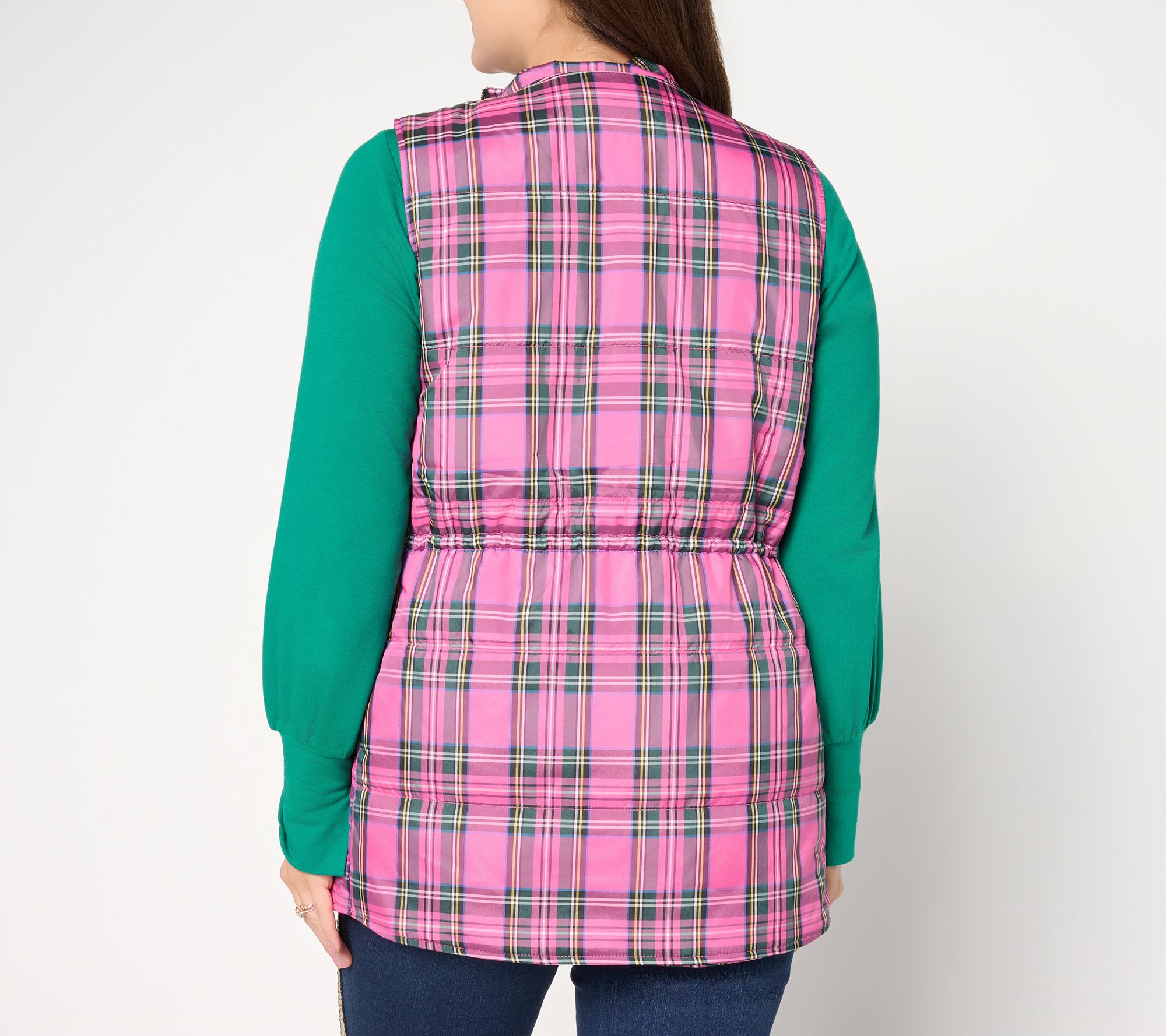 Belle by Kim Gravel Tartan Cinch Waist Vest - QVC.com