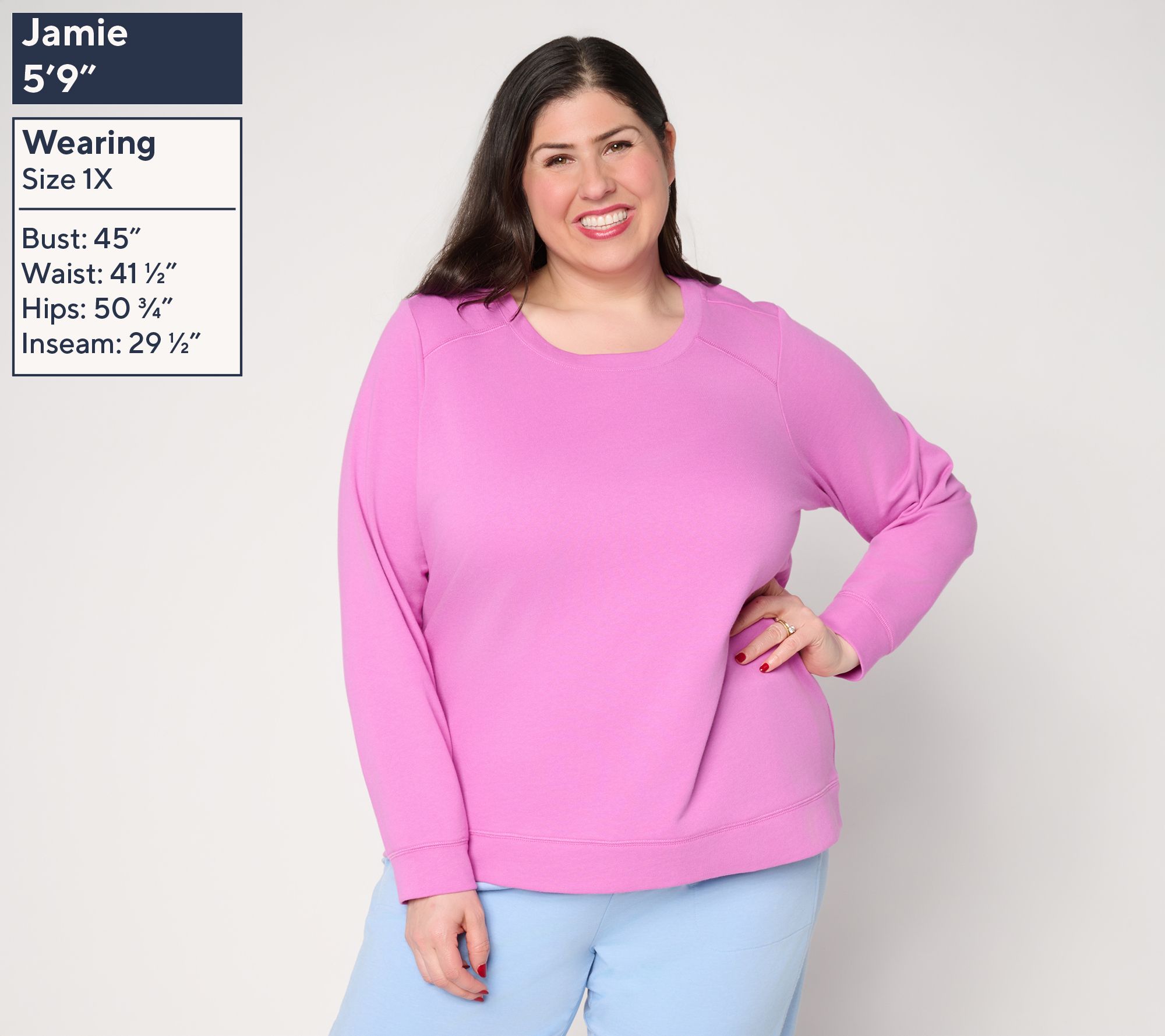 "As Is" AnyBody Cotton French Terry Crewneck Sweatshirt - QVC.com