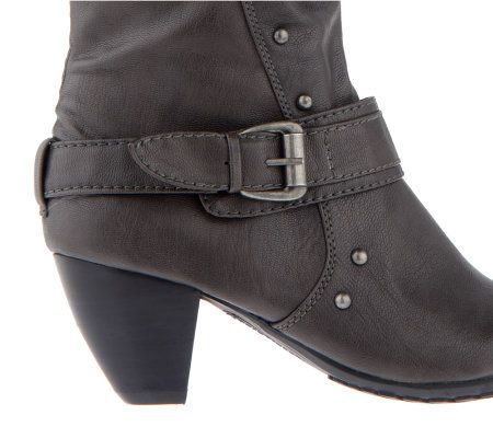 Bare Traps High Shaft Side Zip Boots with Stud & Buckle Detail - QVC.com