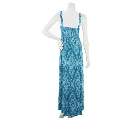 Lisa Rinna Collection Ikat Print Knit Maxi Dress with Ruching - QVC.com