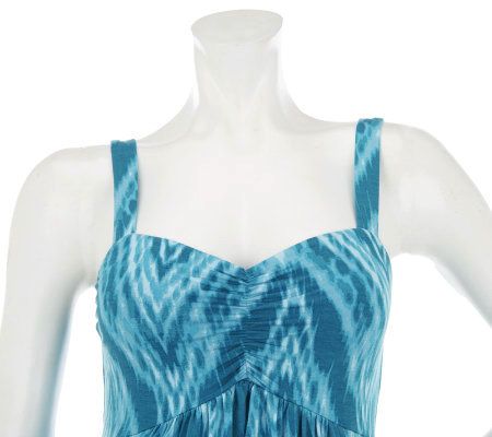 Lisa Rinna Collection Ikat Print Knit Maxi Dress with Ruching - QVC.com