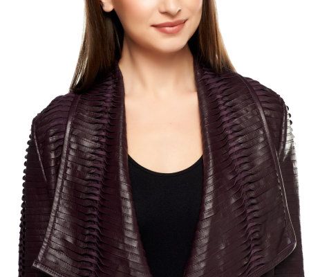 G.I.L.I. Pieced Leather Jacket with Ribbed Arm Panel - QVC.com