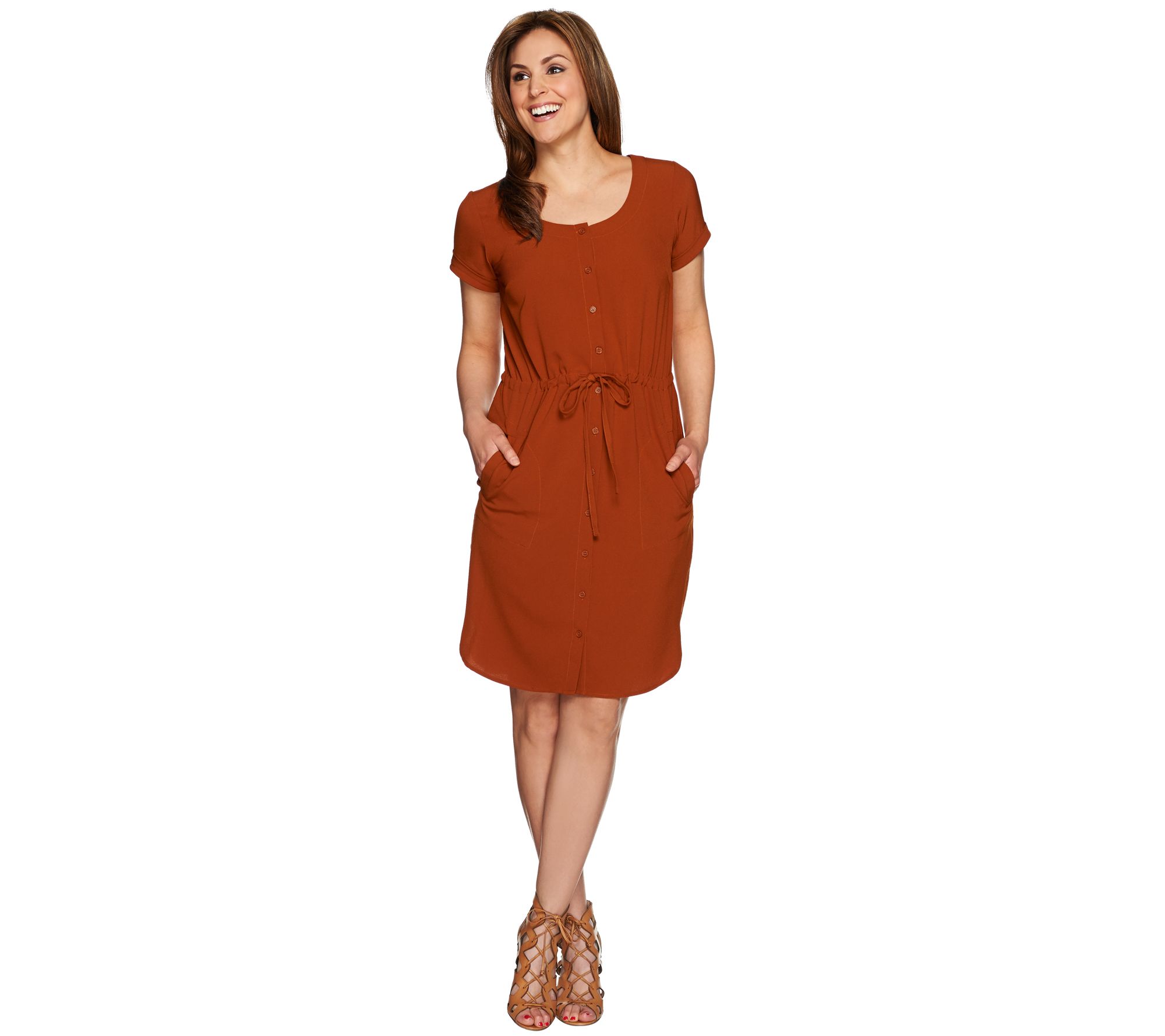 "As Is" Linea by Louis Dell'Olio Drawstring Shirt Dress - QVC.com