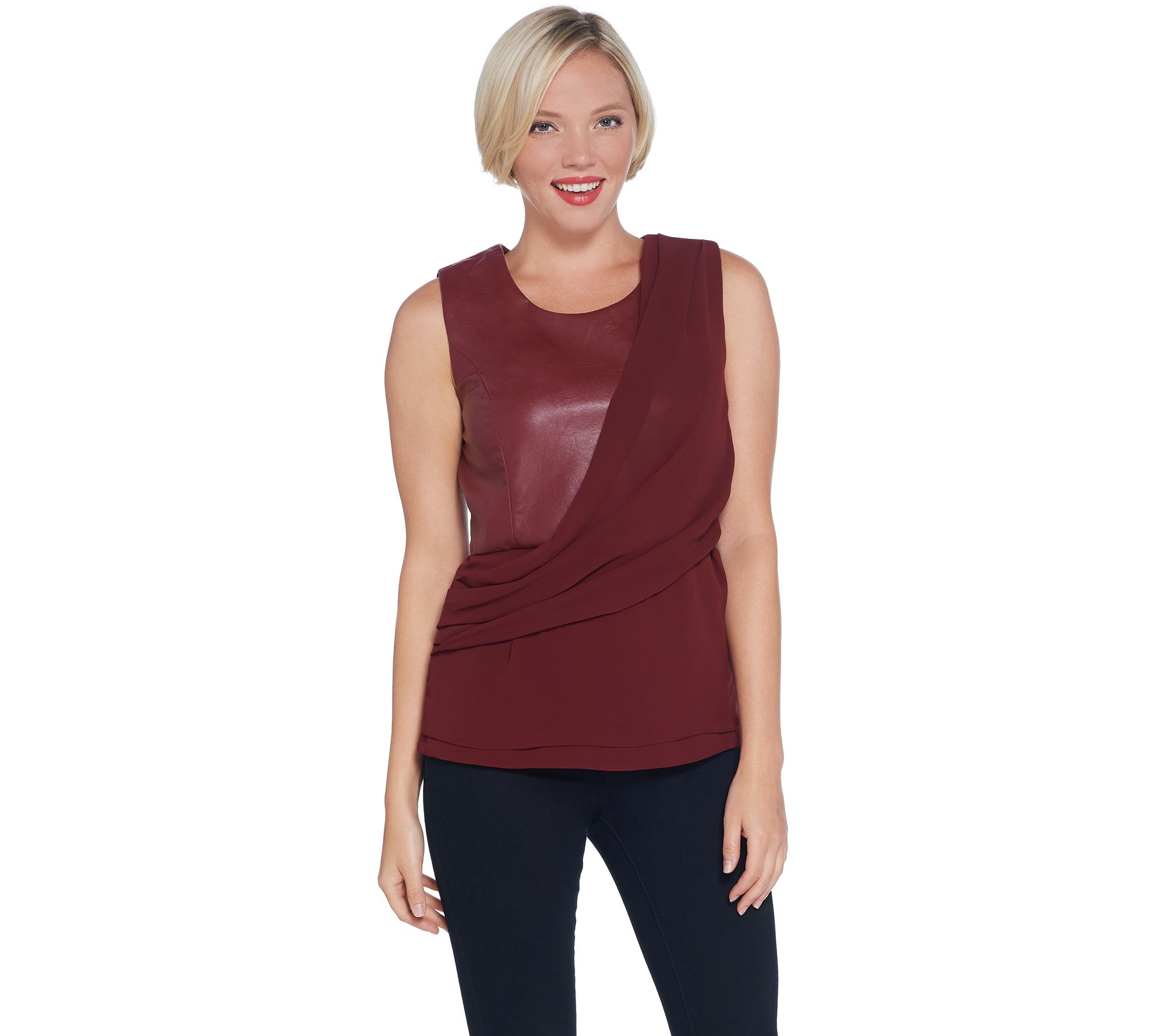 "As Is" BROOKE SHIELDS Timeless Asymmetrical Faux Top - QVC.com