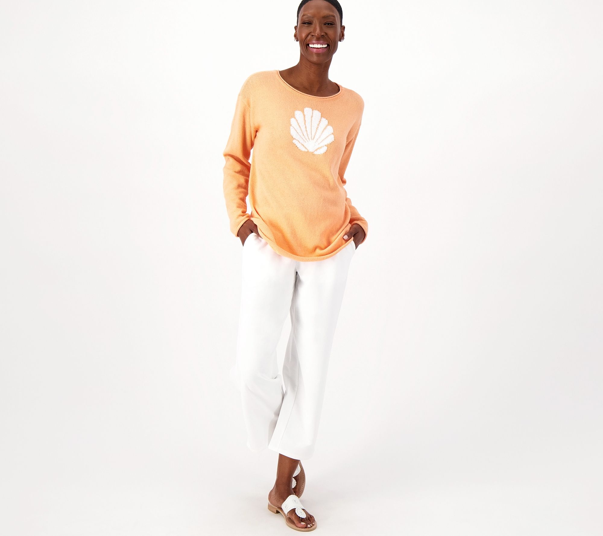 Belle Beach by Kim Gravel Shell Yeah Sweater - QVC.com