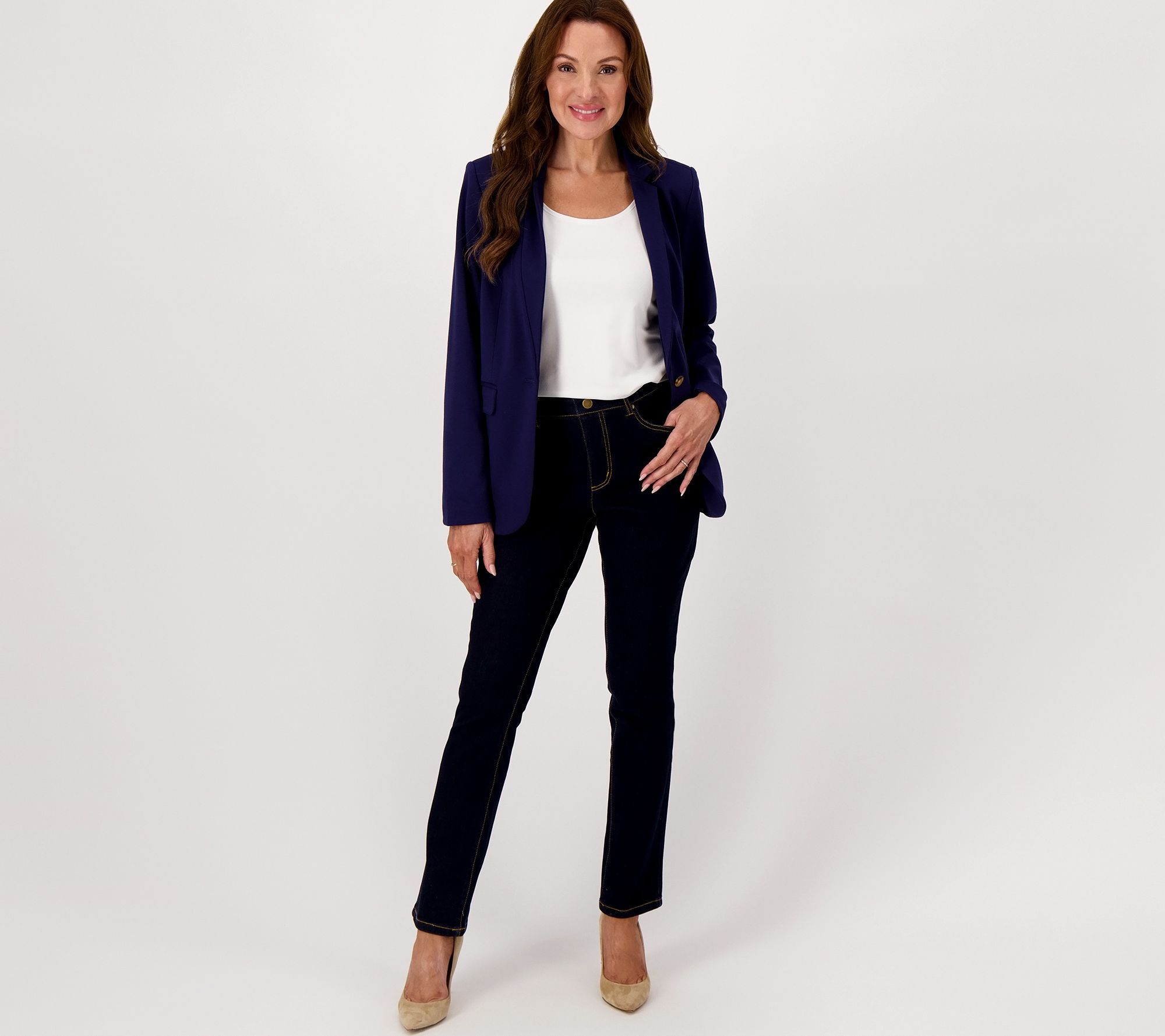"As Is" Studio Park x Jayne Brown Petite Straight Leg Jeans - QVC.com