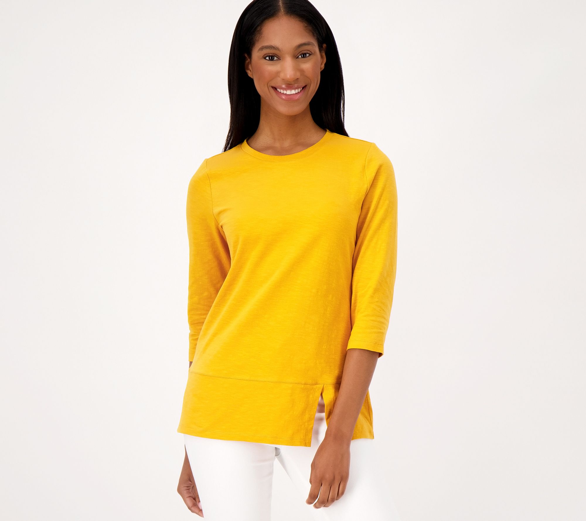 "As Is" Denim & Co. Canyon Retreat Regular Textured Knit Tunic with Hem ...