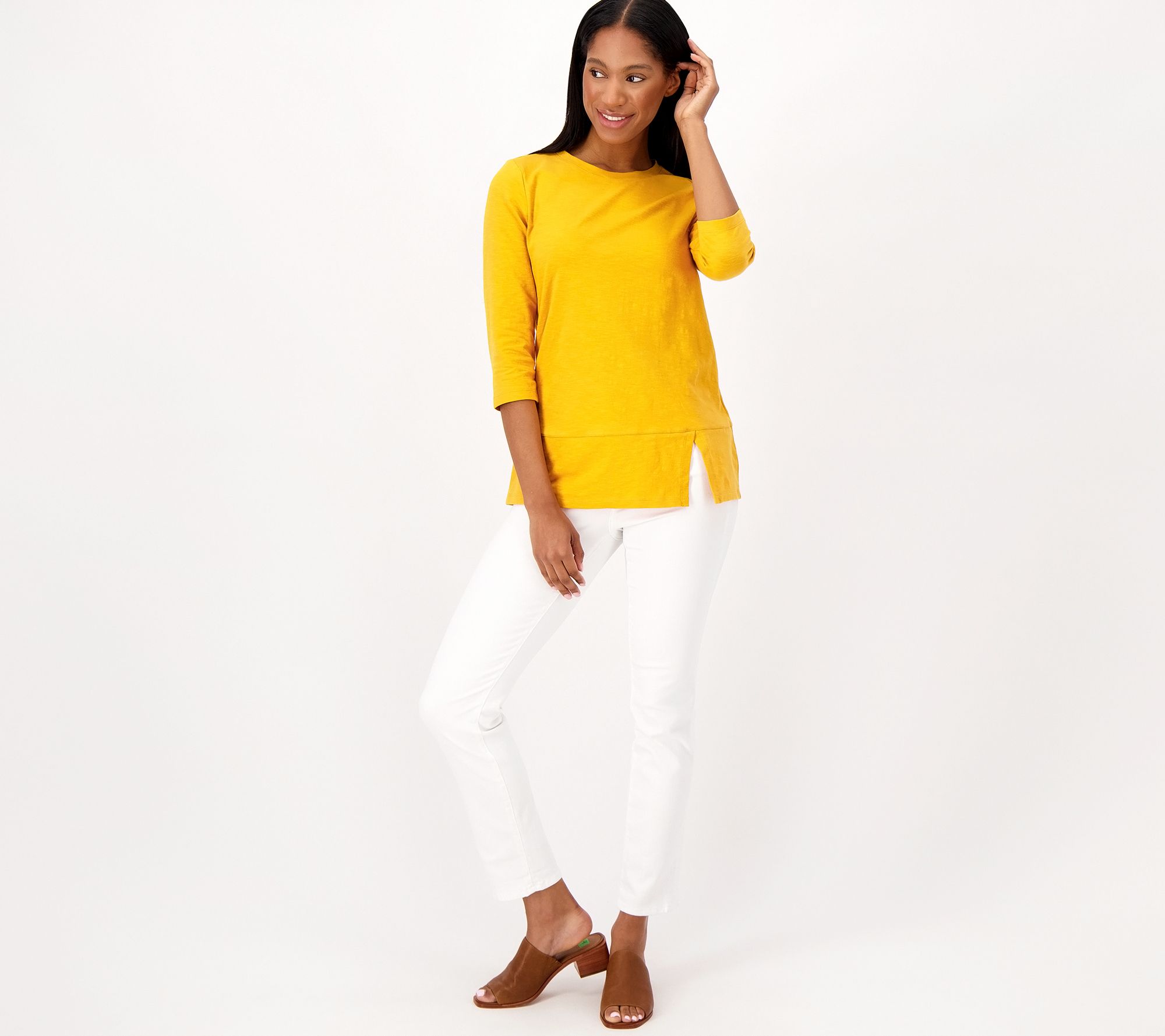 "As Is" Denim & Co. Canyon Retreat Regular Textured Knit Tunic with Hem ...