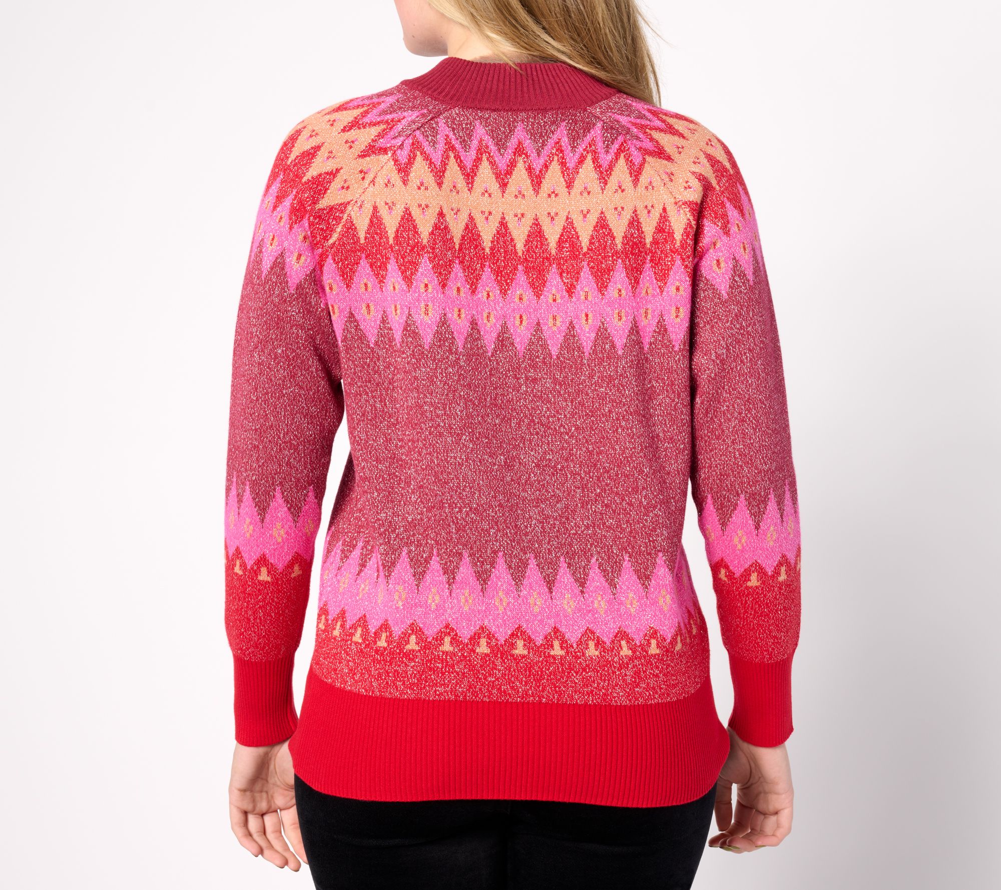 "As Is" Denim & Co. Adaptive Fair Isle Pop Sweater - QVC.com