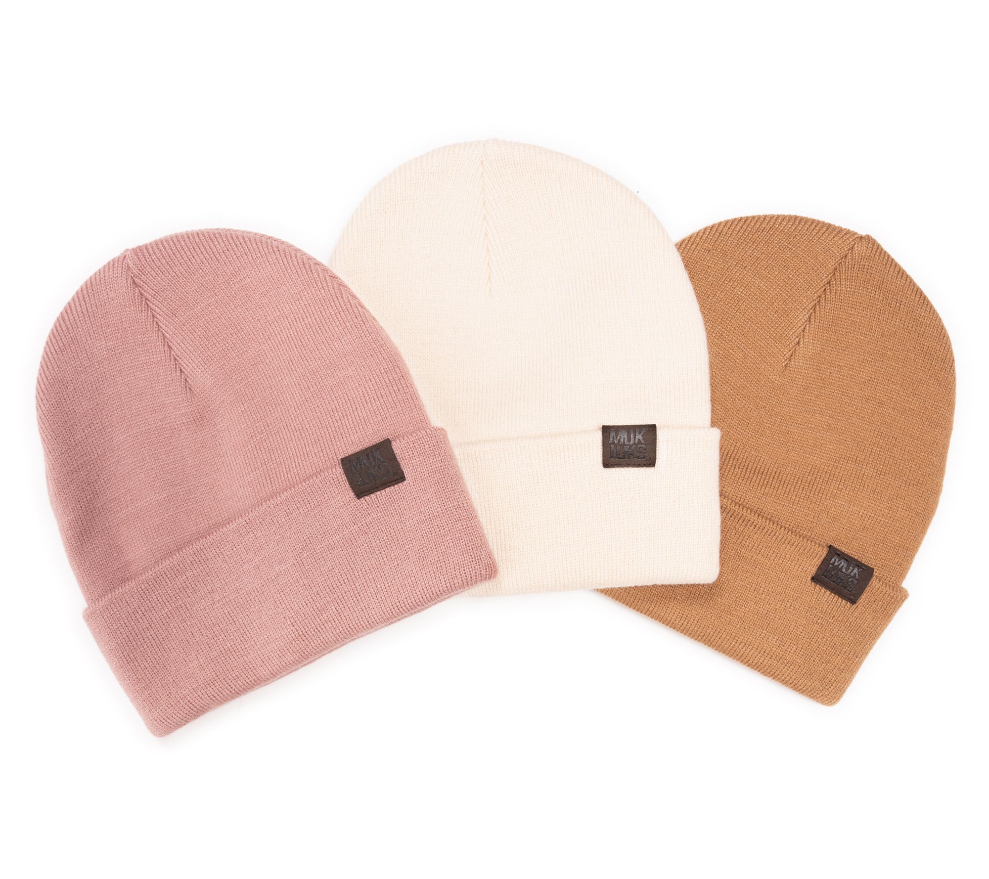 MUK LUKS Women's Set of 3 Everyday Classic Knit Beanies - QVC.com