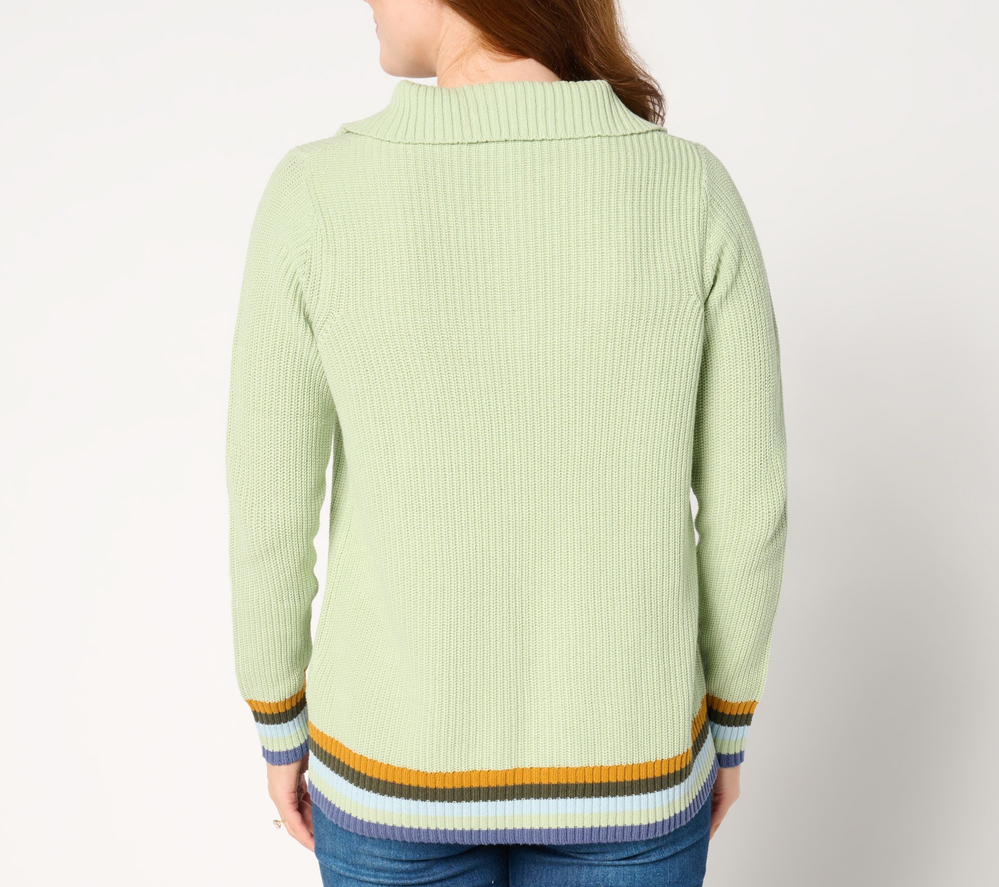 "As Is" Denim & Co. Active Long Sleeve Quarter Zip Sweater - QVC.com