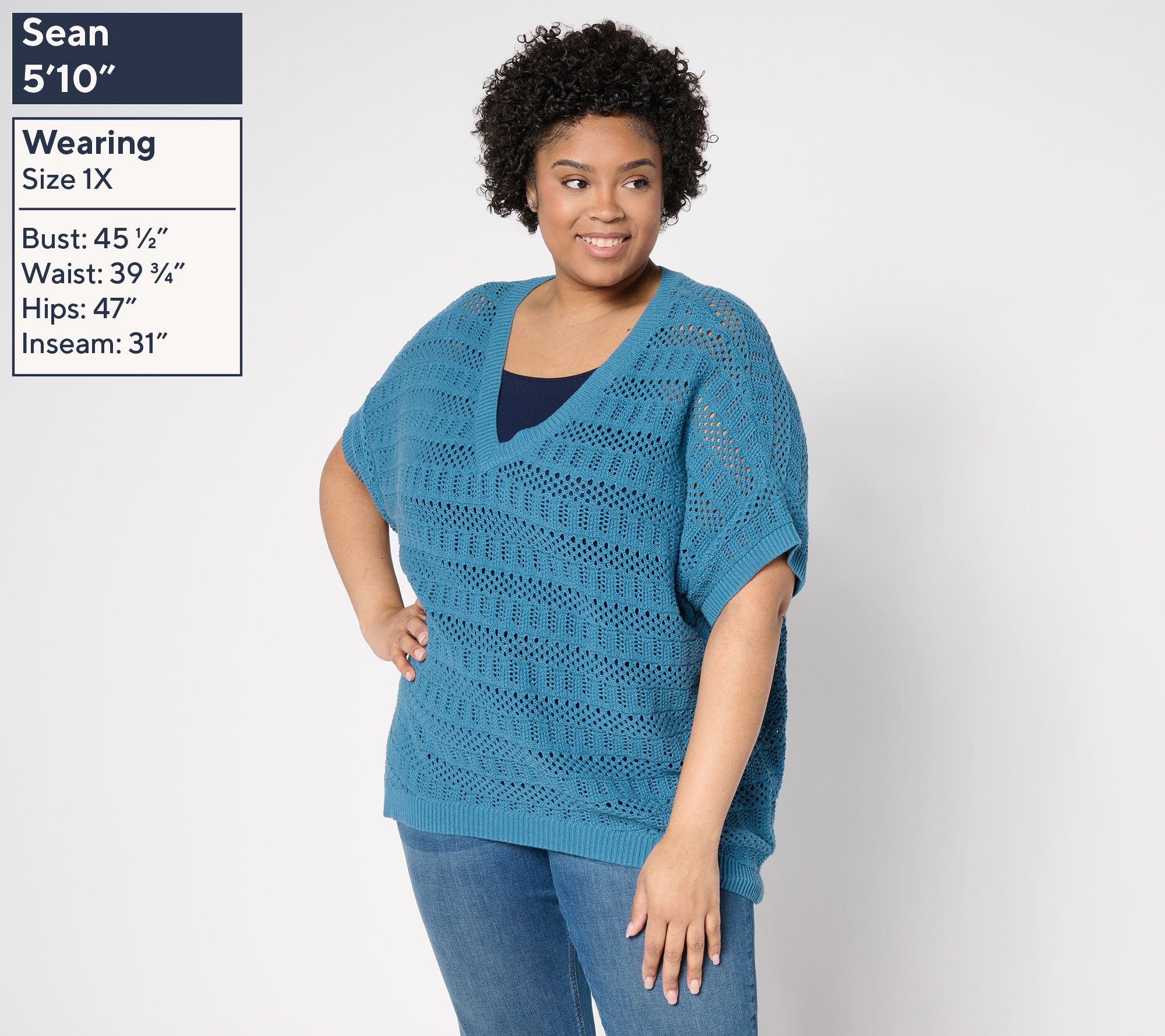 "As Is" Attitudes by Renee 100% Cotton Crochet Sweater - QVC.com