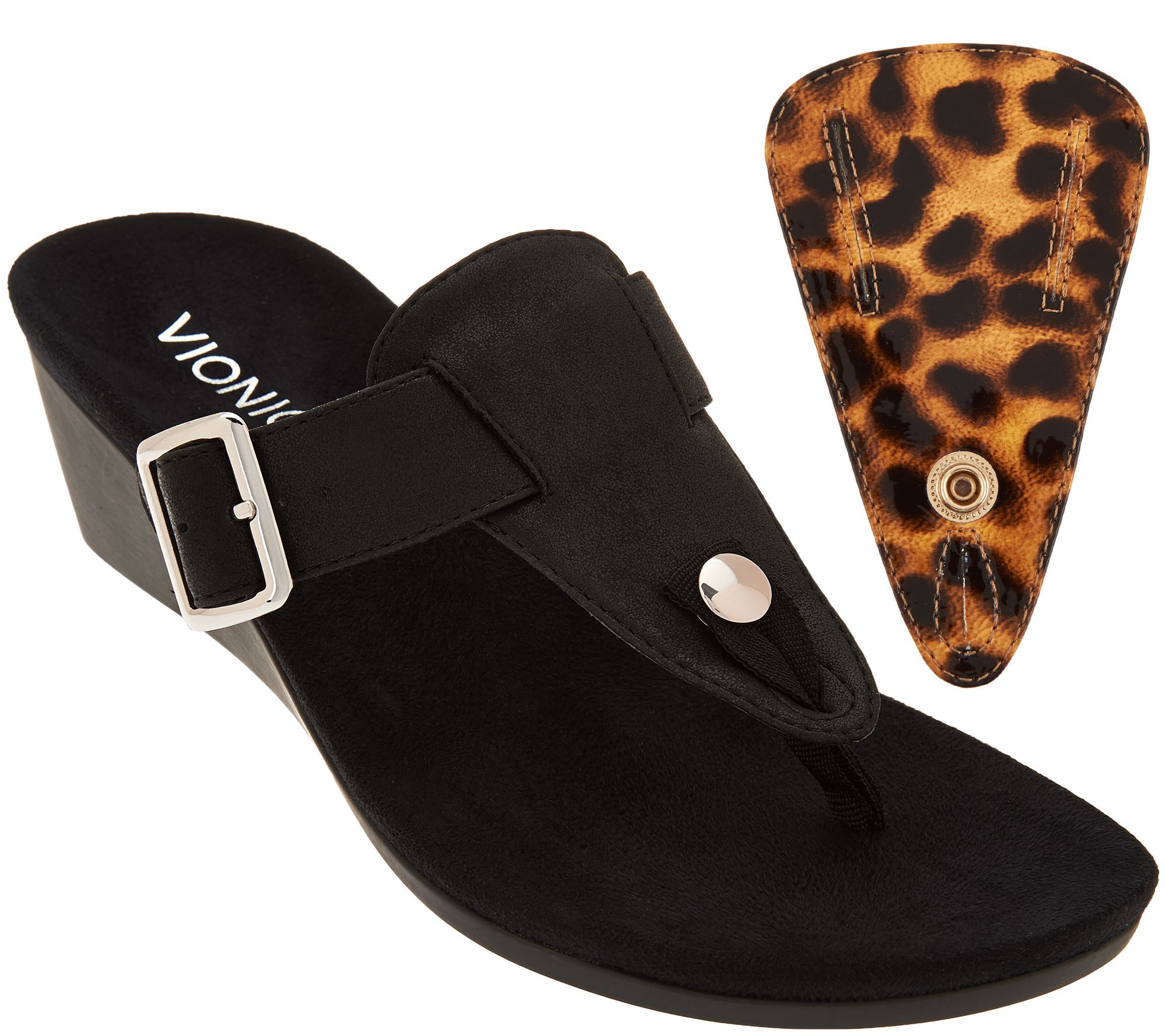 Vionic Interchangeable T-strap Wedges - Ginger - QVC.com