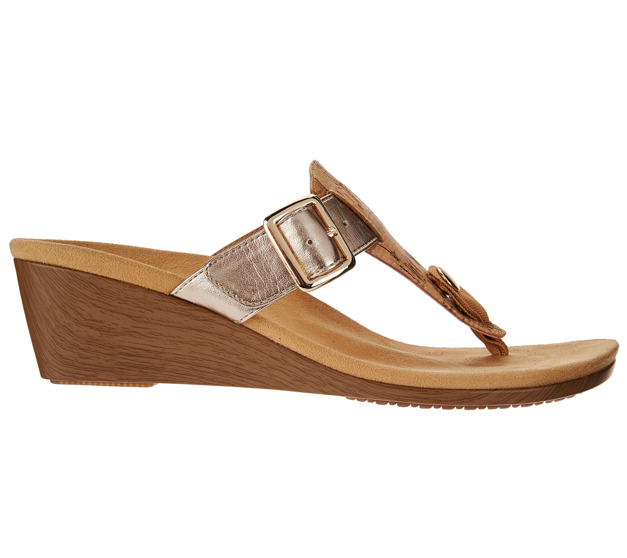 Vionic Interchangeable T-strap Wedges - Ginger - QVC.com