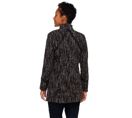 "As Is" SA by Seth Aaron Zip Front Coat with Faux Leather Trim - QVC.com